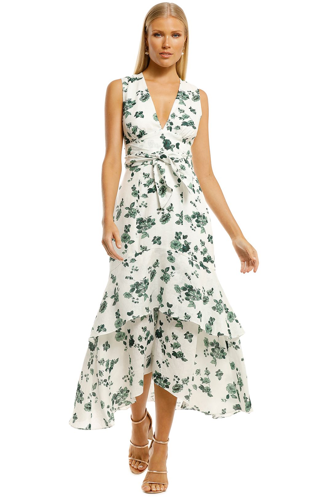 Fallen Dress in Ivory with Jade Floral by Keepsake the Label for Rent