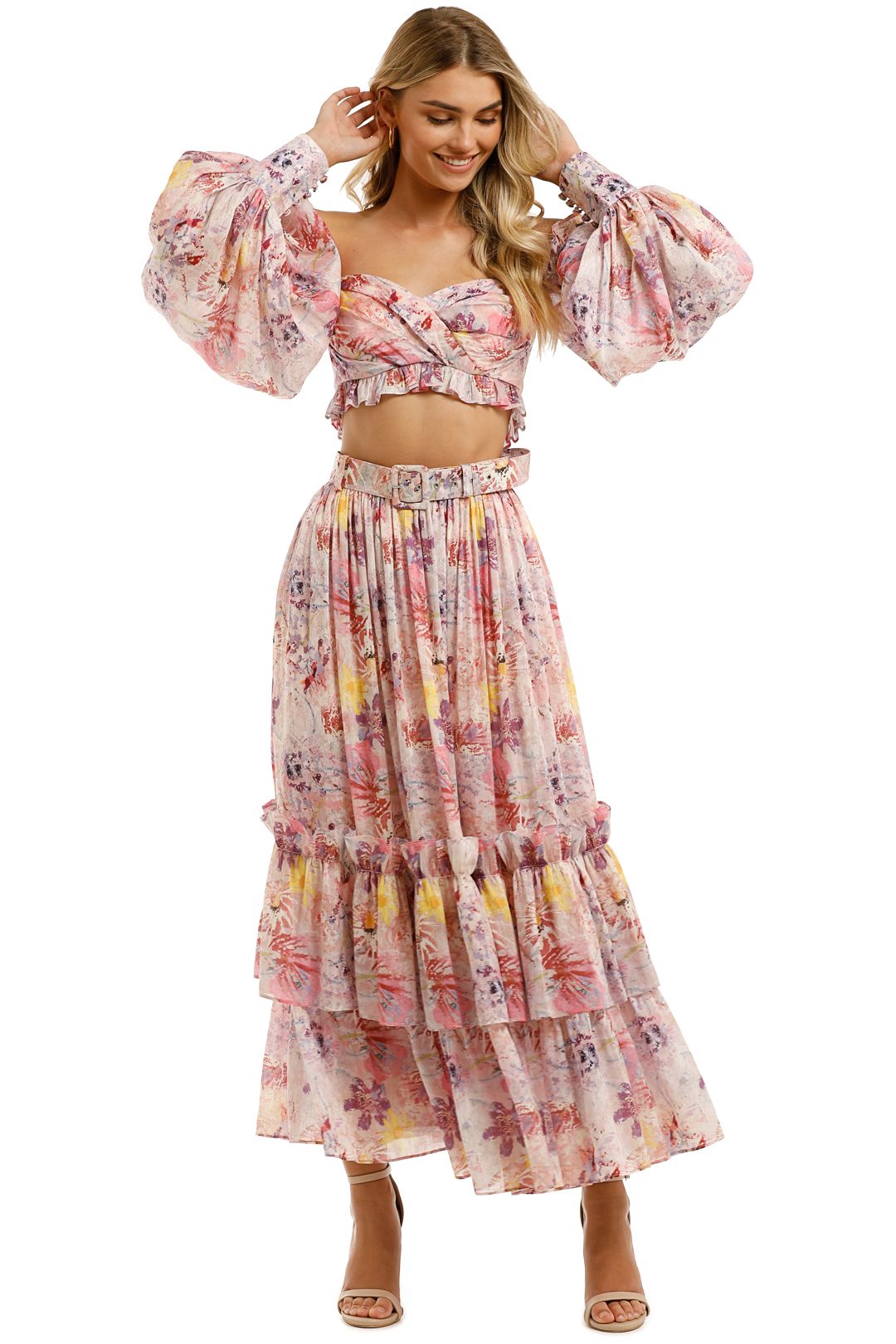 Euphoria Silk Linen Bralette and Skirt by LEO LIN for Hire | GlamCorner