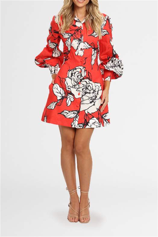 Atomic LS Mini Dress in Butterscotch Garden by Keepsake the Label for Hire