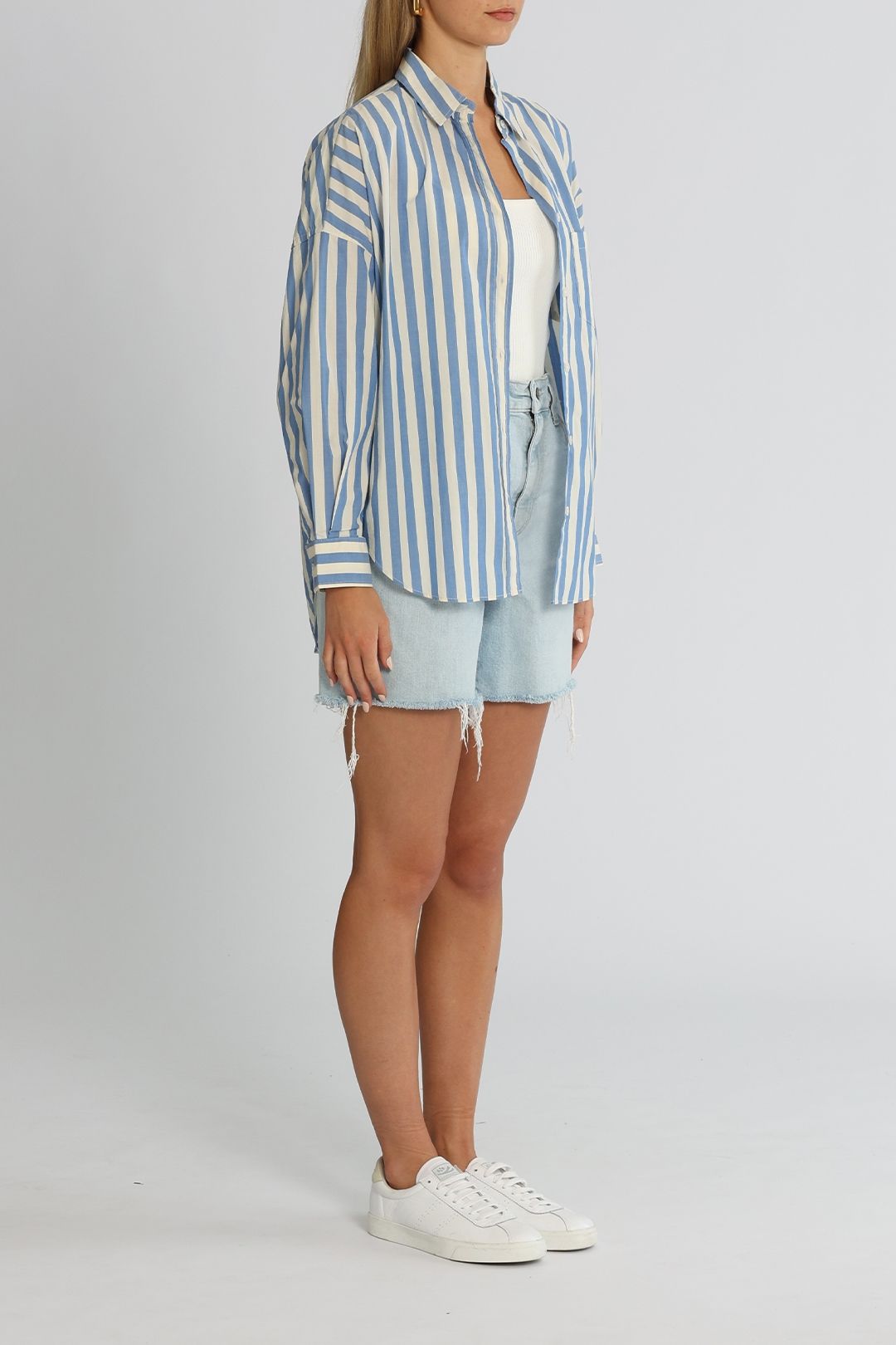 Hire Chiara Shirt in Blue Stripe | LMND | GlamCorner