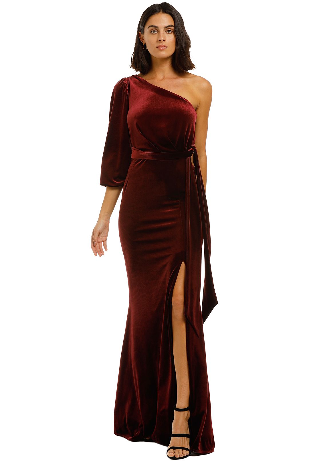 Rosalia Velvet Gown in Wine by Love Honor for Hire | GlamCorner