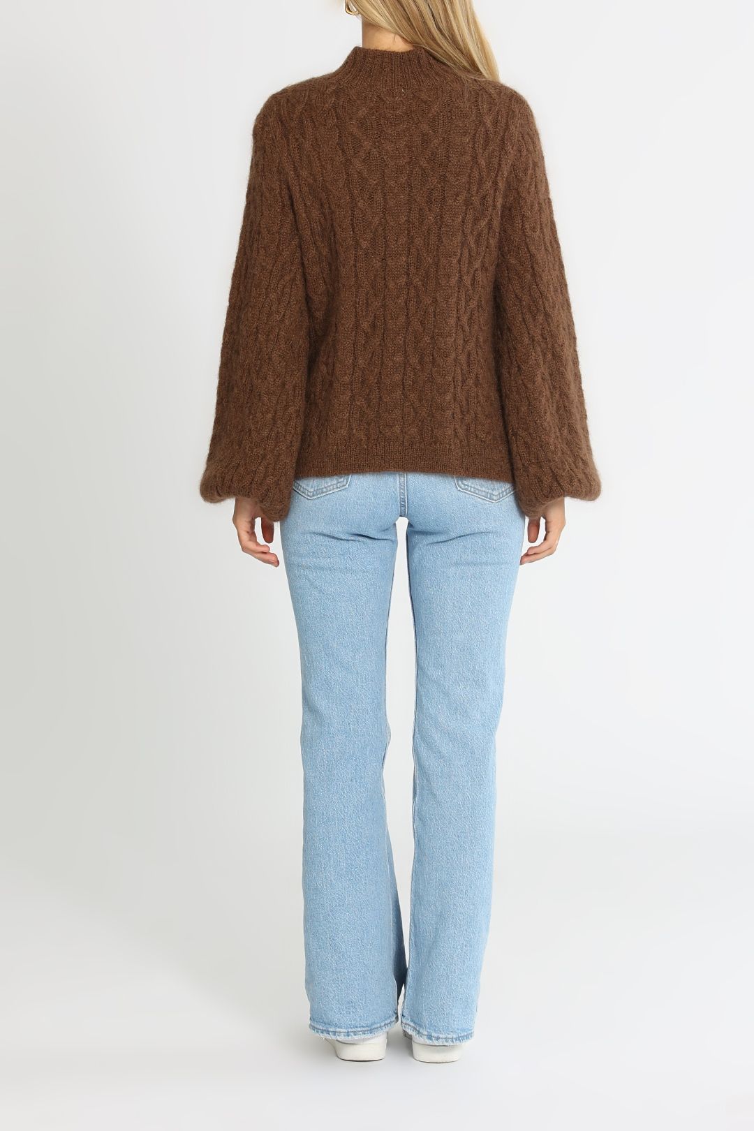 Hire Mimi Crew Neck Long Sleeve Jumper in Cable Tobacco | Marle ...