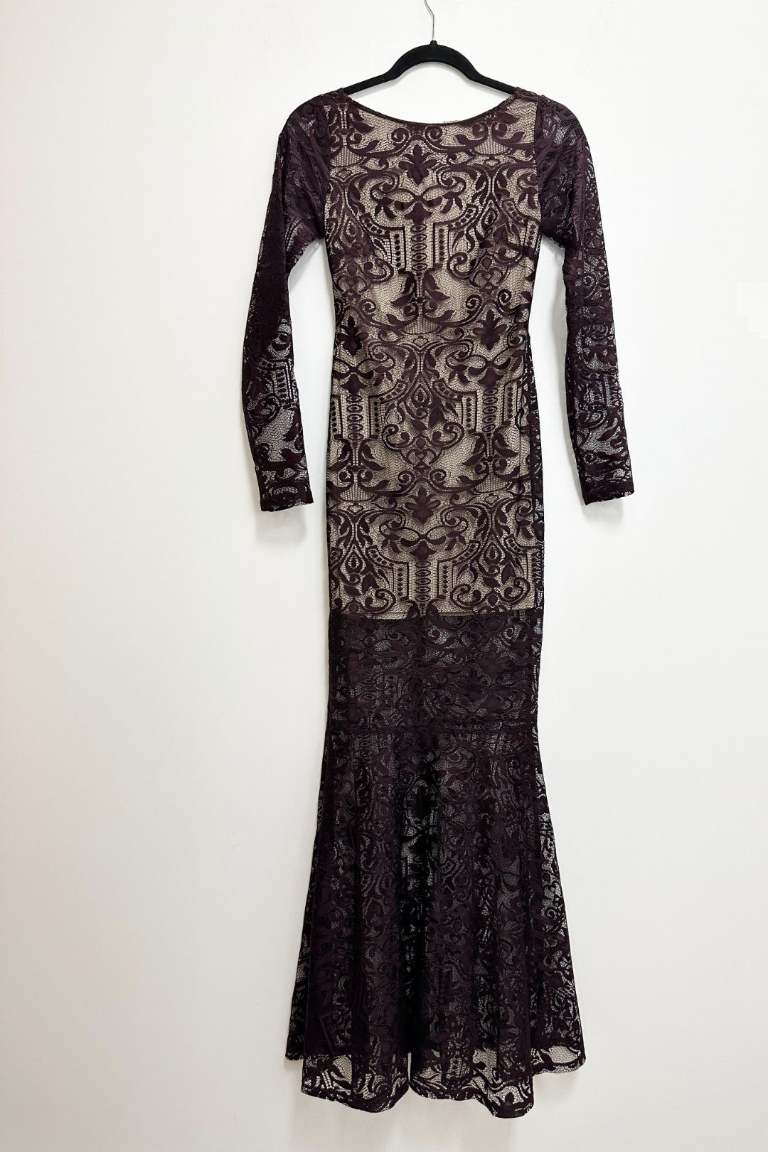 Buy Maroon Lace Long Evening Gown | Guess Marciano | GlamCorner
