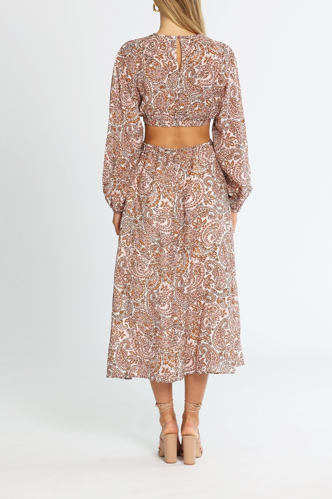 Hire Jedda Cut Out Midi Dress in Paisley | Mink Pink | GlamCorner