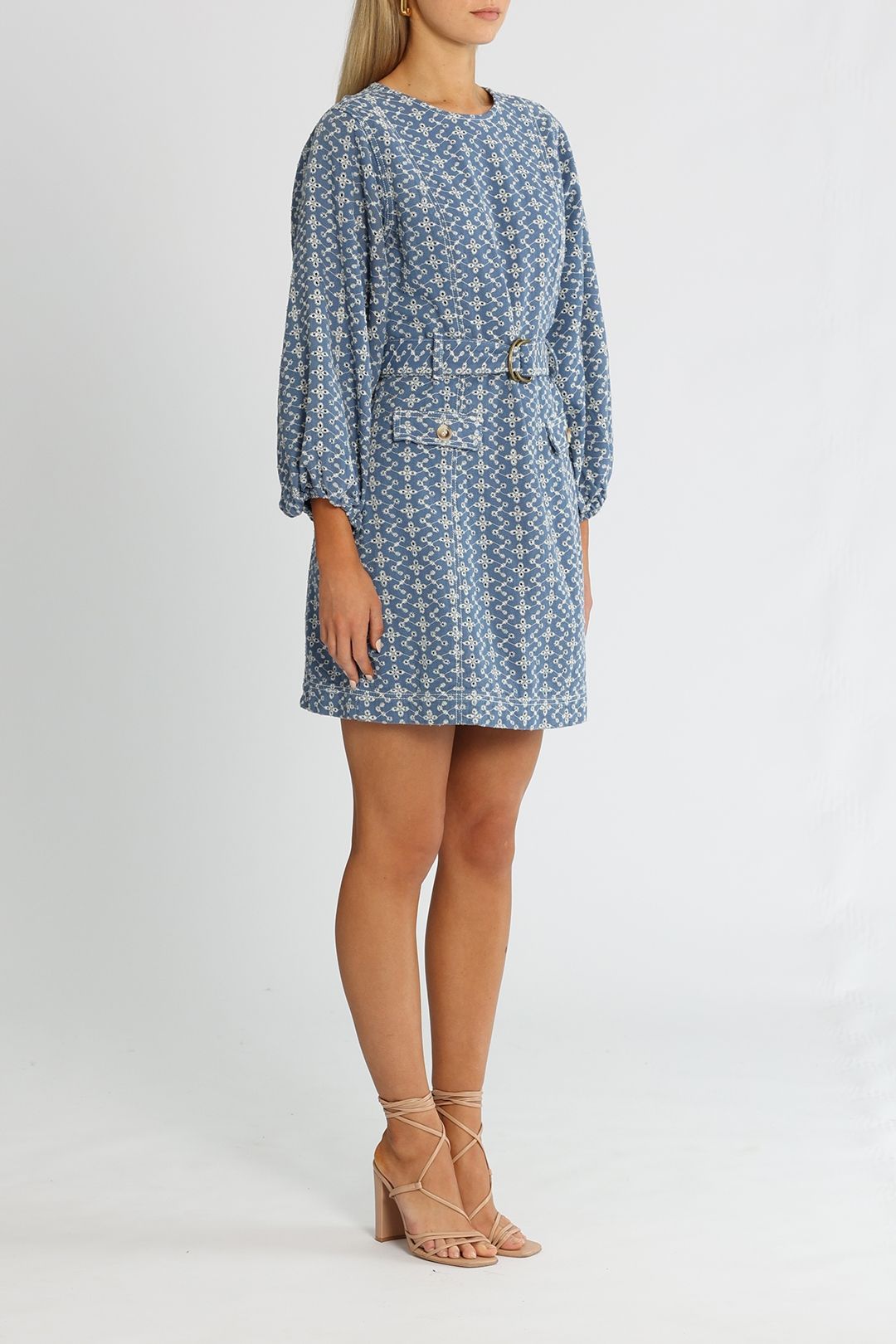 Hire Saskia Belted Mini Dress in Indigo | Mink Pink | GlamCorner