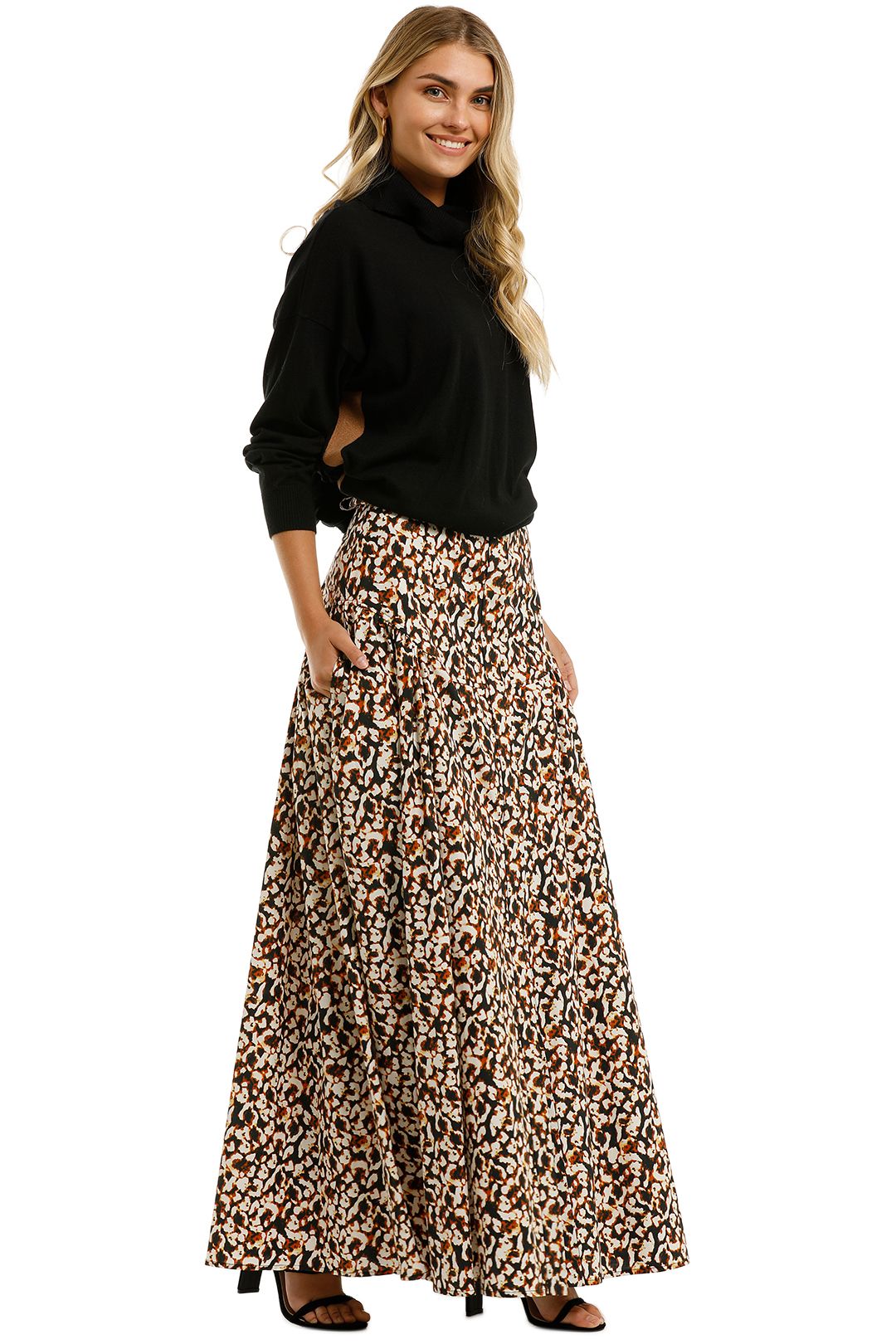 Contrasting Bands Sweater in Black by MNG for Hire | GlamCorner