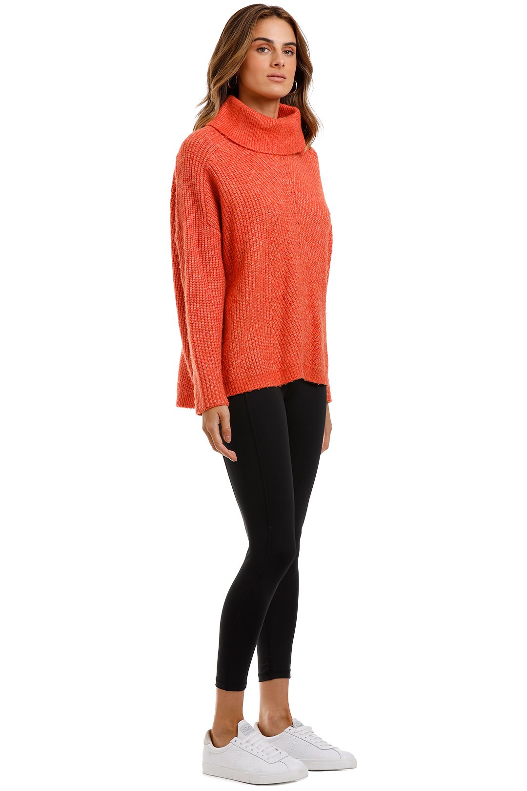 Cowl Neck Sweater in Burnt Orange by MNG for Hire | GlamCorner