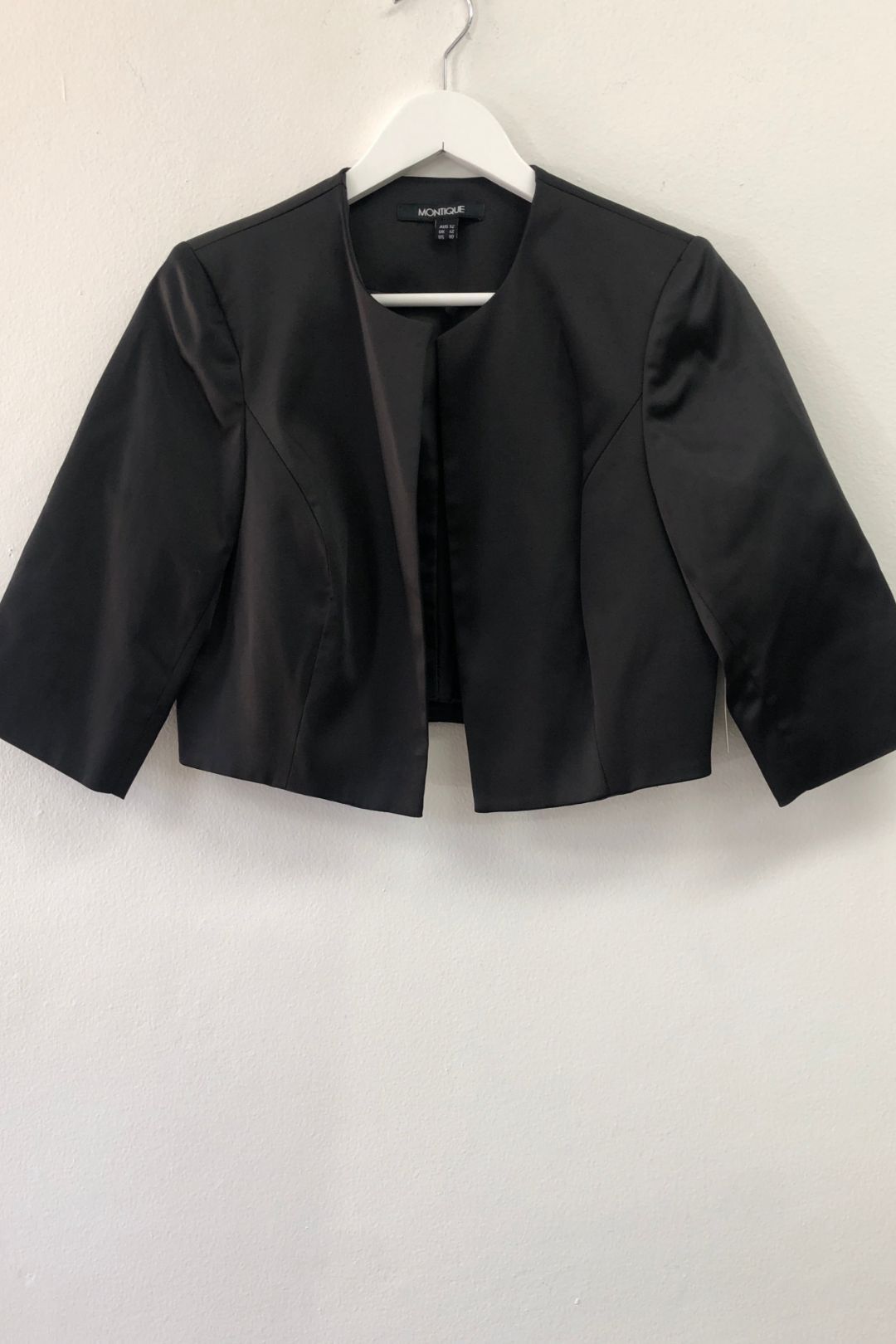 Buy Black Cropped Bolero Jacket | Montique | GlamCorner