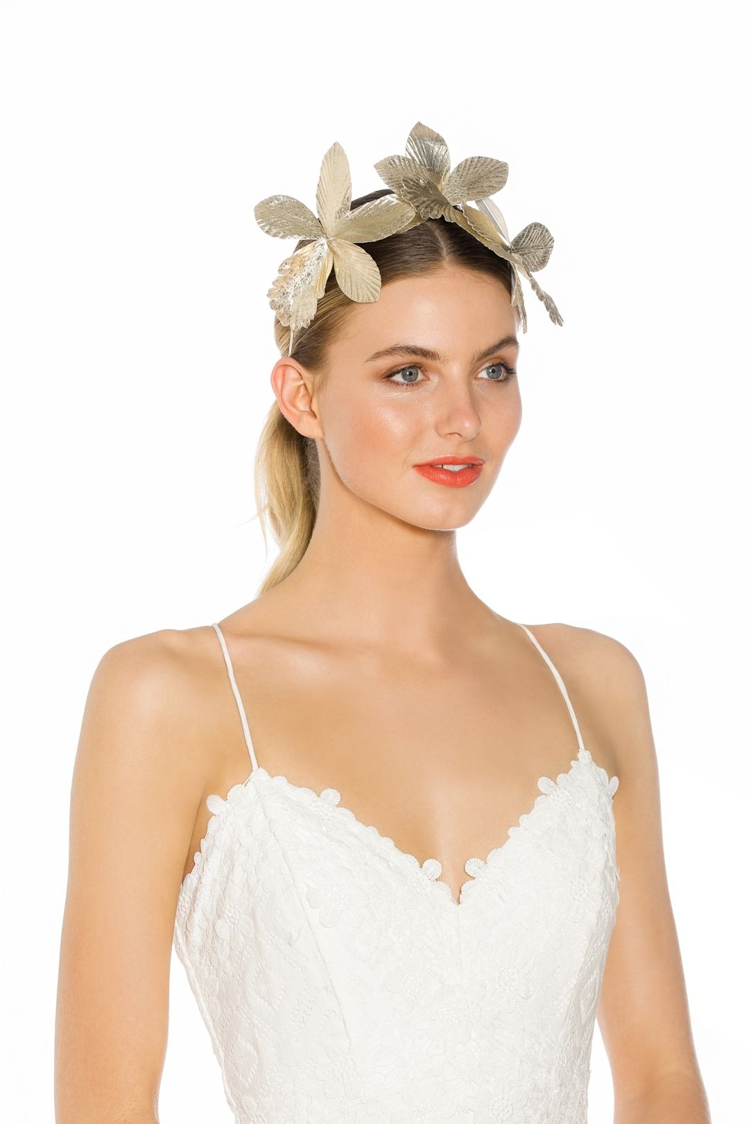 Adaline Fascinator in Gold by Morgan & Taylor for Hire