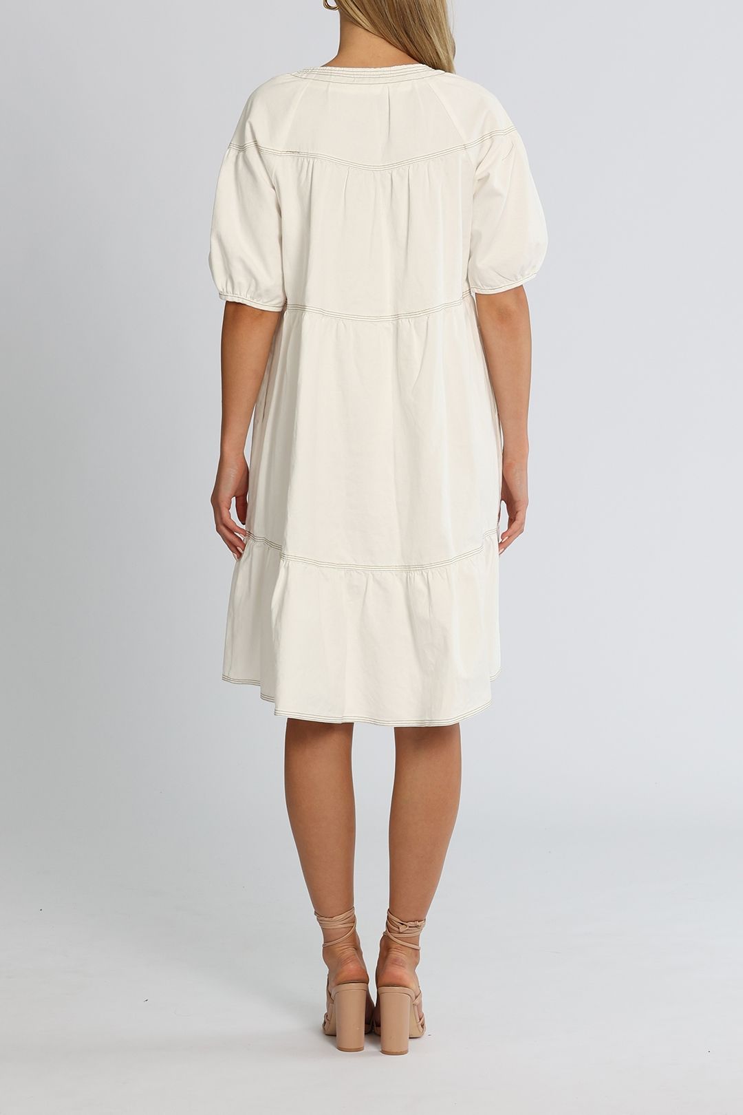 Hire Ellis Short Sleeve Smock Dress in Ecru | Morrison | GlamCorner
