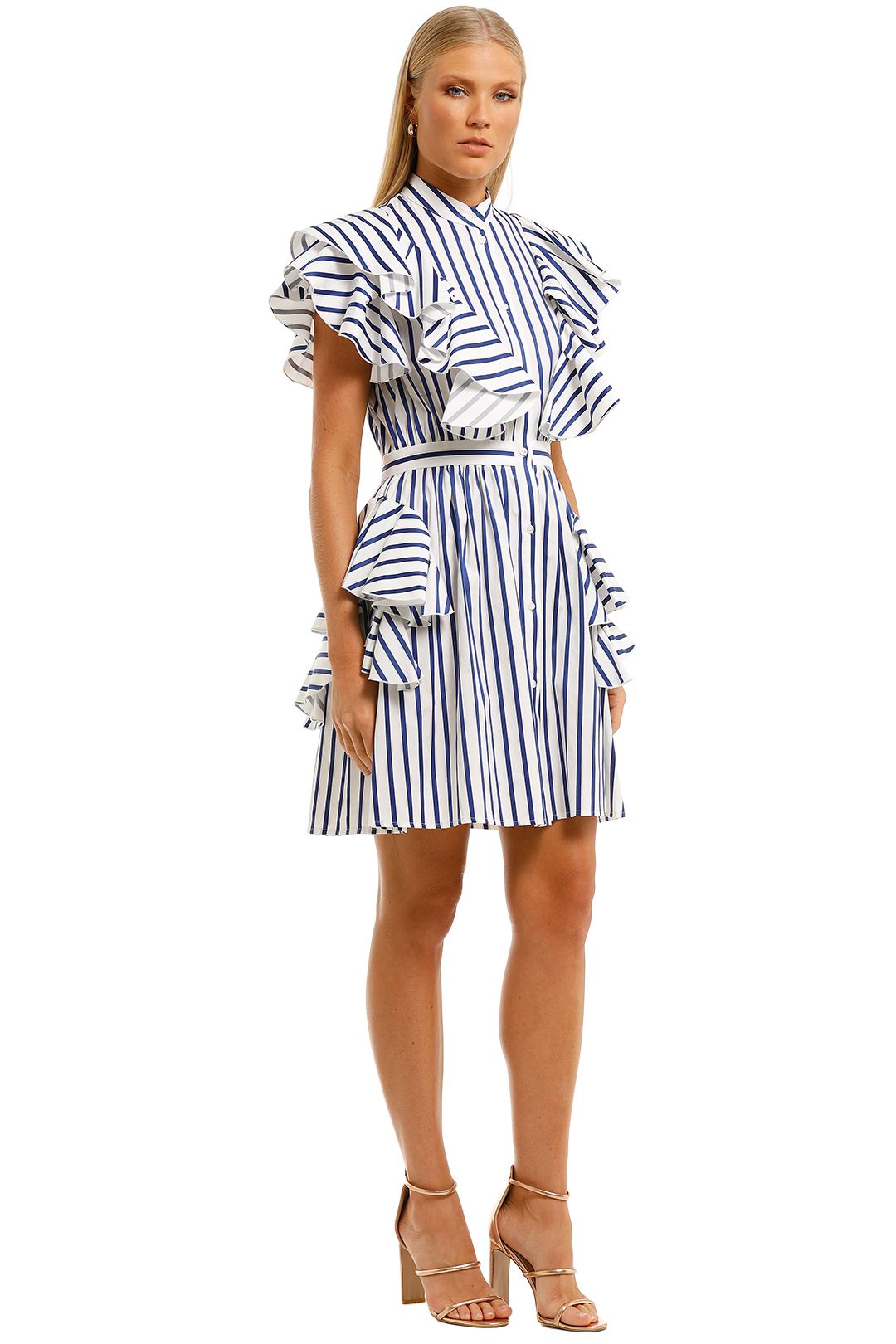 Striped Ruffle Detail Dress by MSGM for Hire | GlamCorner