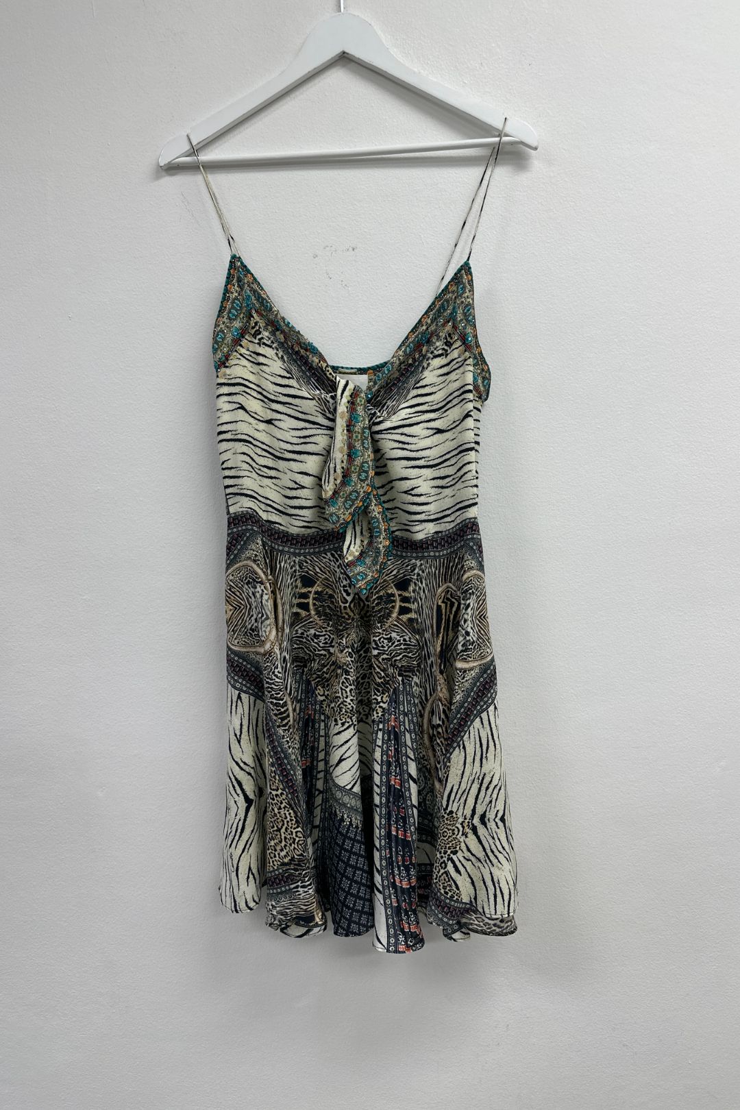 Buy Multi The Bodyguard Short Dress with Tie Front | Camilla | GlamCorner