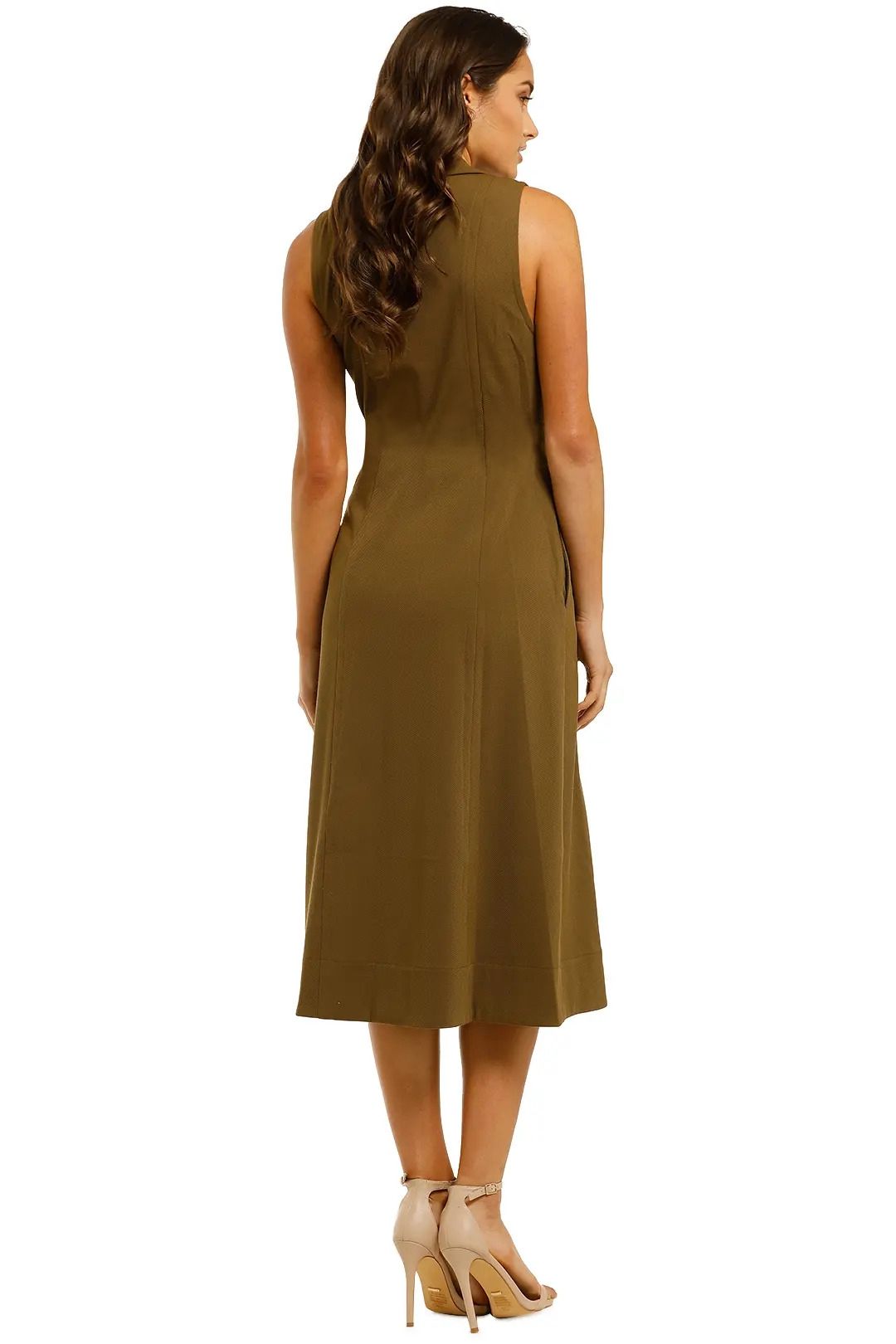 Button Up Midi Dress in Olive by Nicholas for Rent | GlamCorner