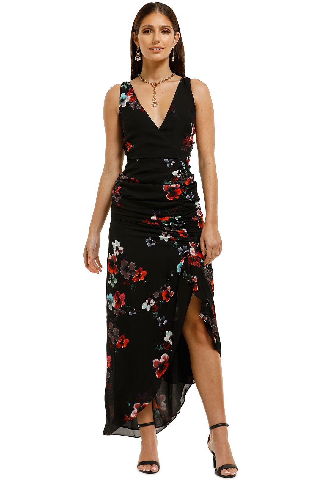 Drape Front Dress in Garnet Multi by Nicholas for Hire | GlamCorner