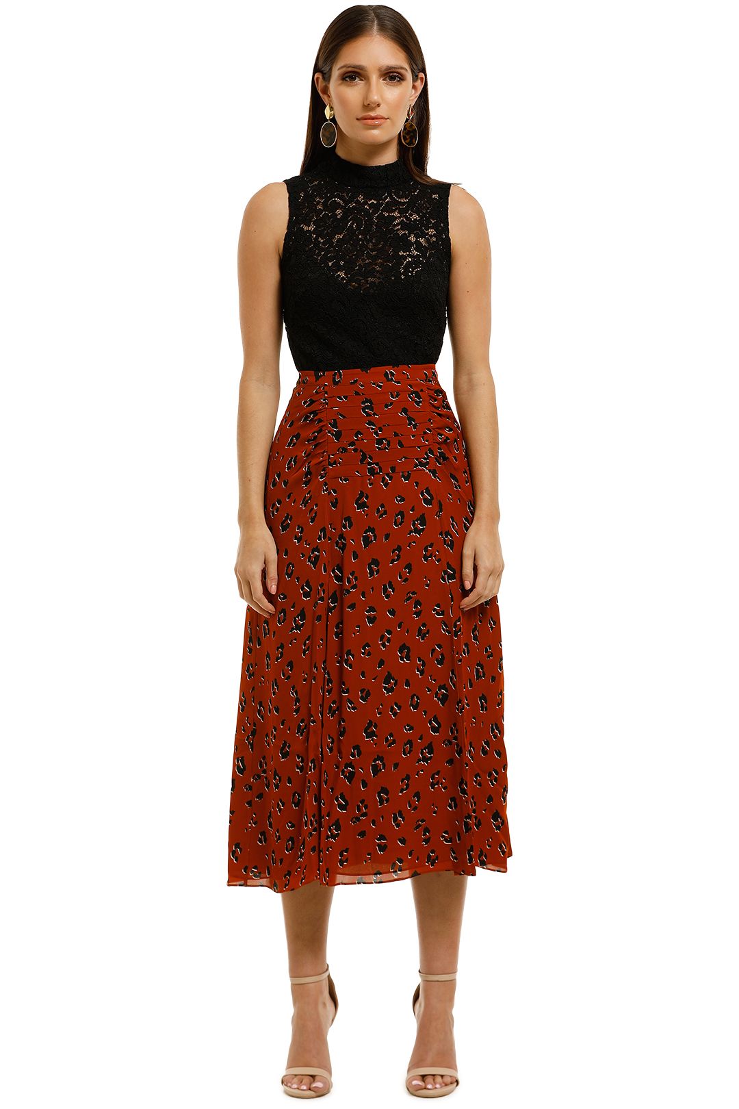 Tuck Skirt in Rust Leopard by Nicholas for Hire | GlamCorner