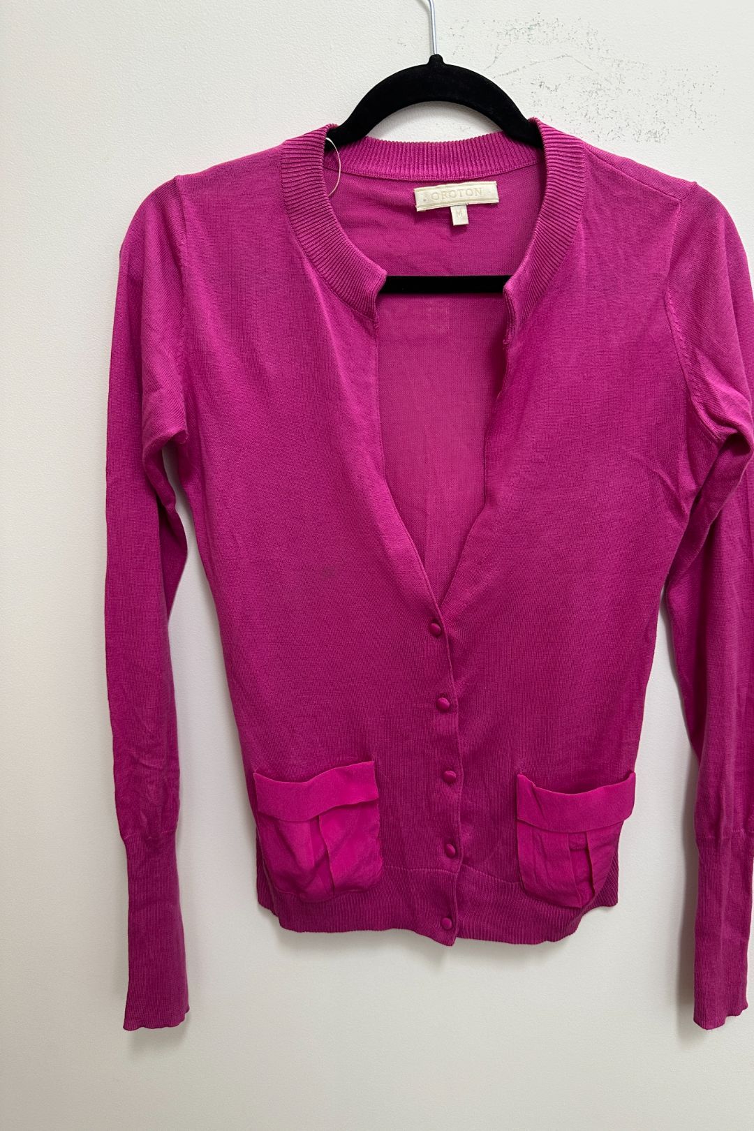 Buy Fuchsia Pink Cardigan with Pockets | Oroton | GlamCorner