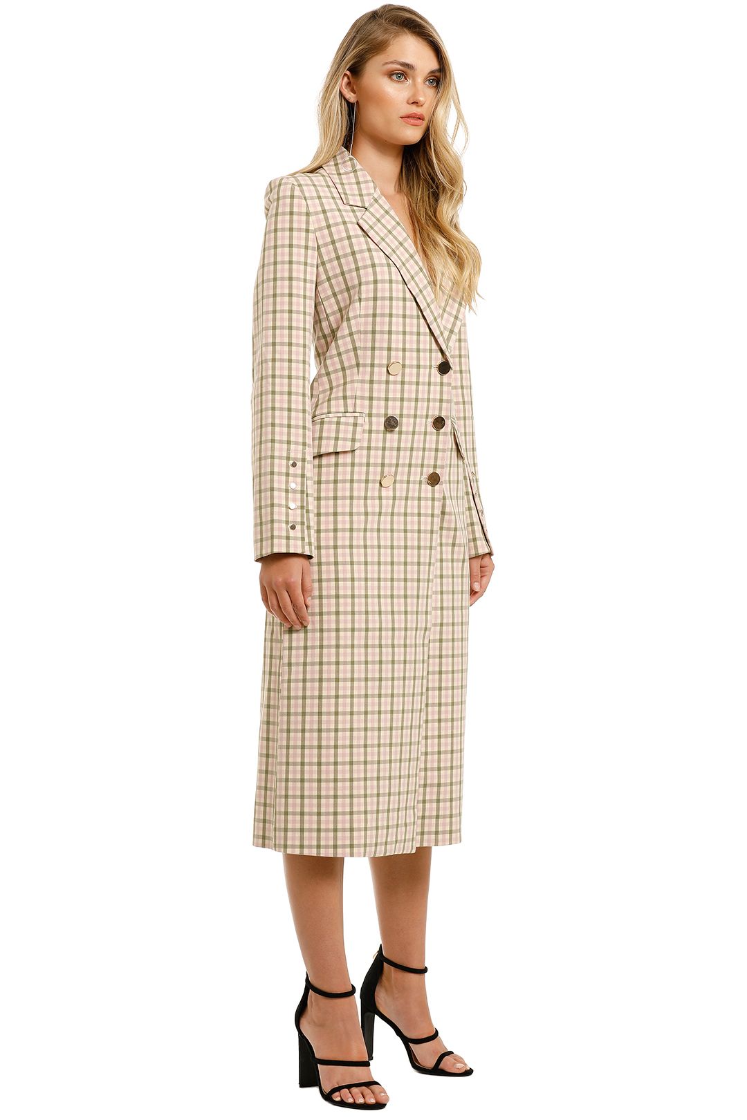 Checker Coat in Fawn by Pasduchas for Rent | GlamCorner