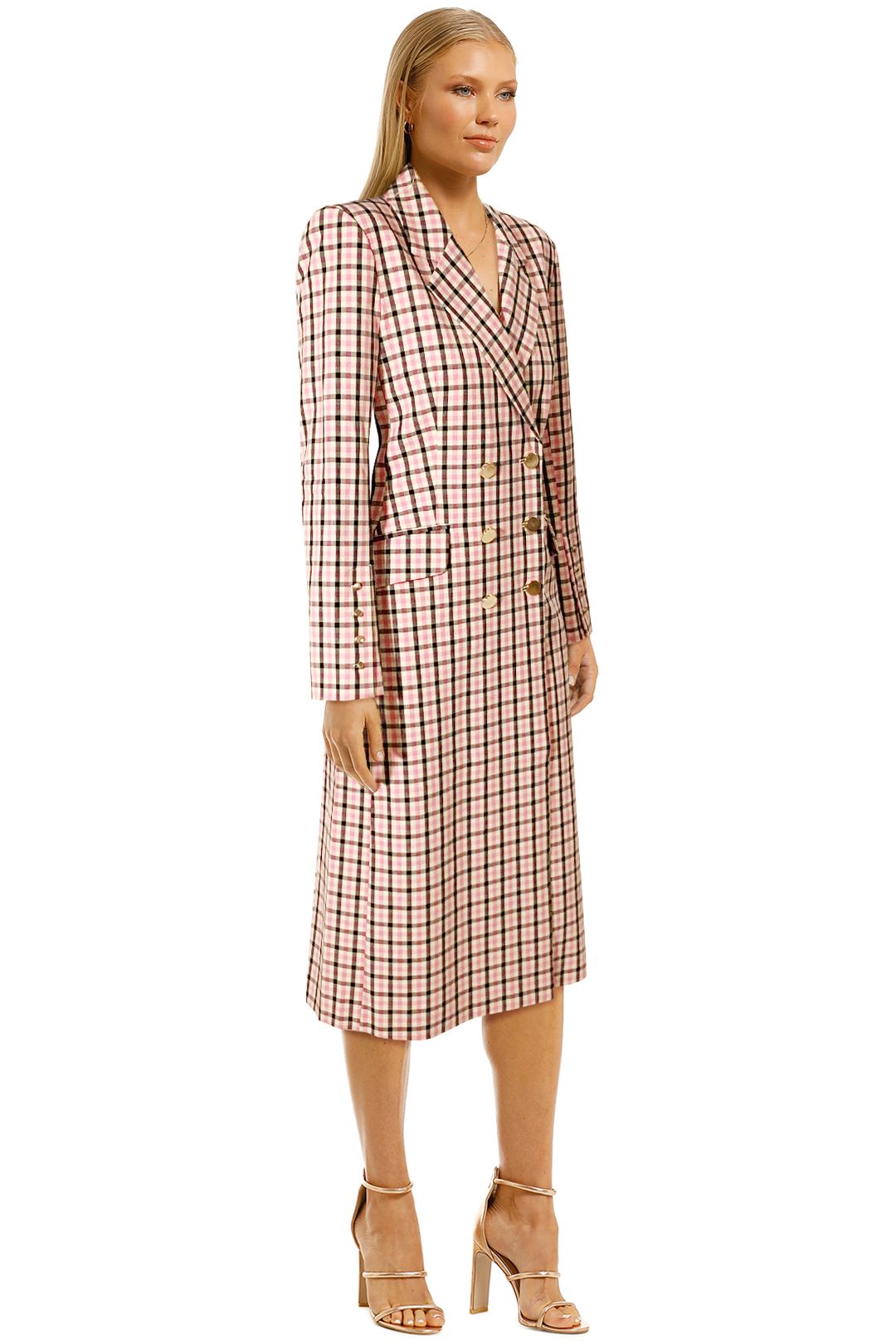 Checker Coat in Pink Check by Pasduchas to Buy | GlamCorner