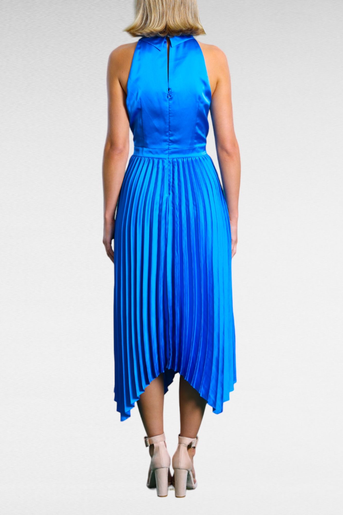 Hire Harlow Halter Pleated Satin Dress | Portmans | GlamCorner