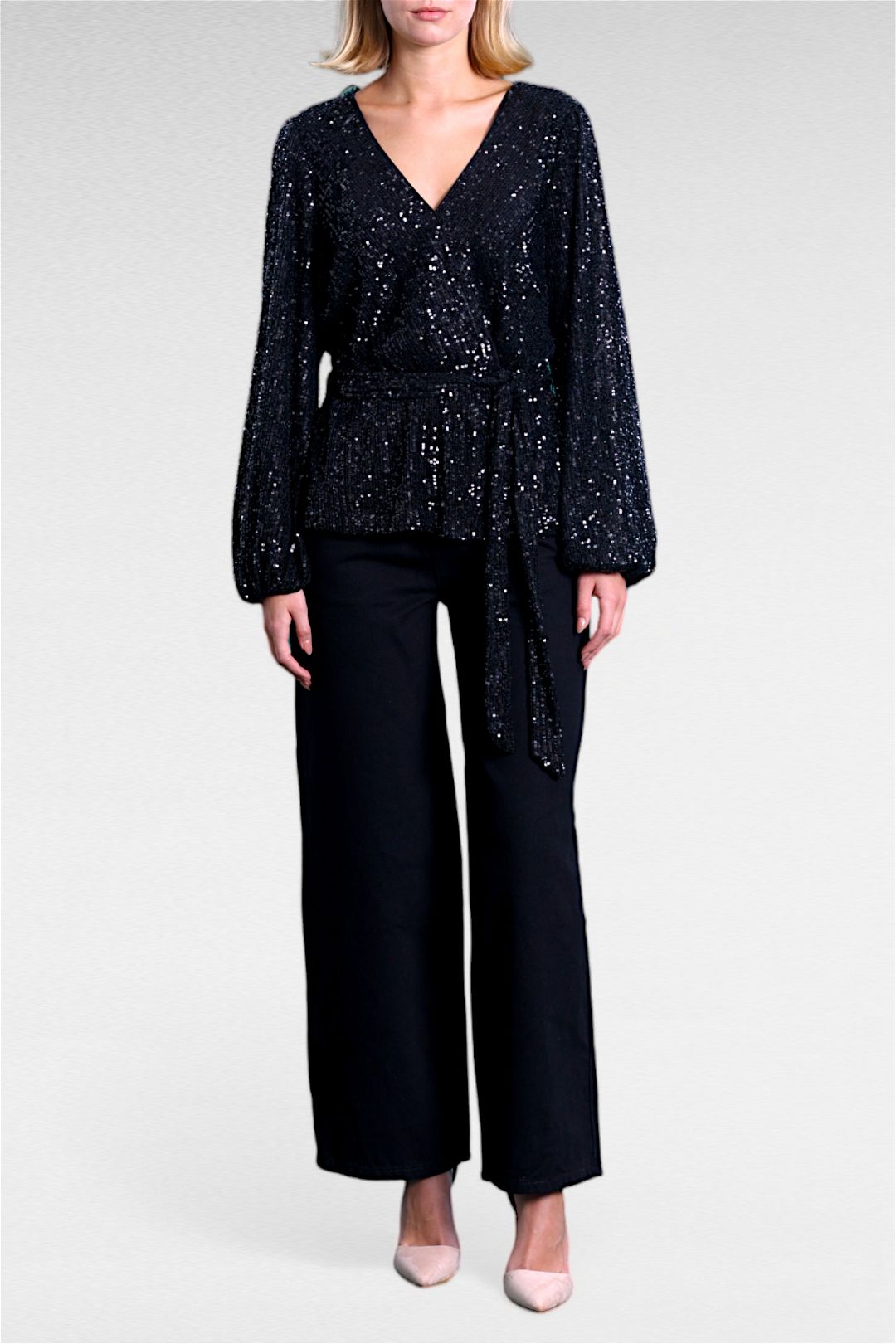Hire Lara Sequin Wrap Top | Portmans | GlamCorner