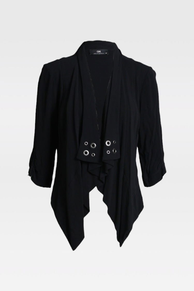 Buy Draped Waterfall Front Jacket in Black | Cue | GlamCorner
