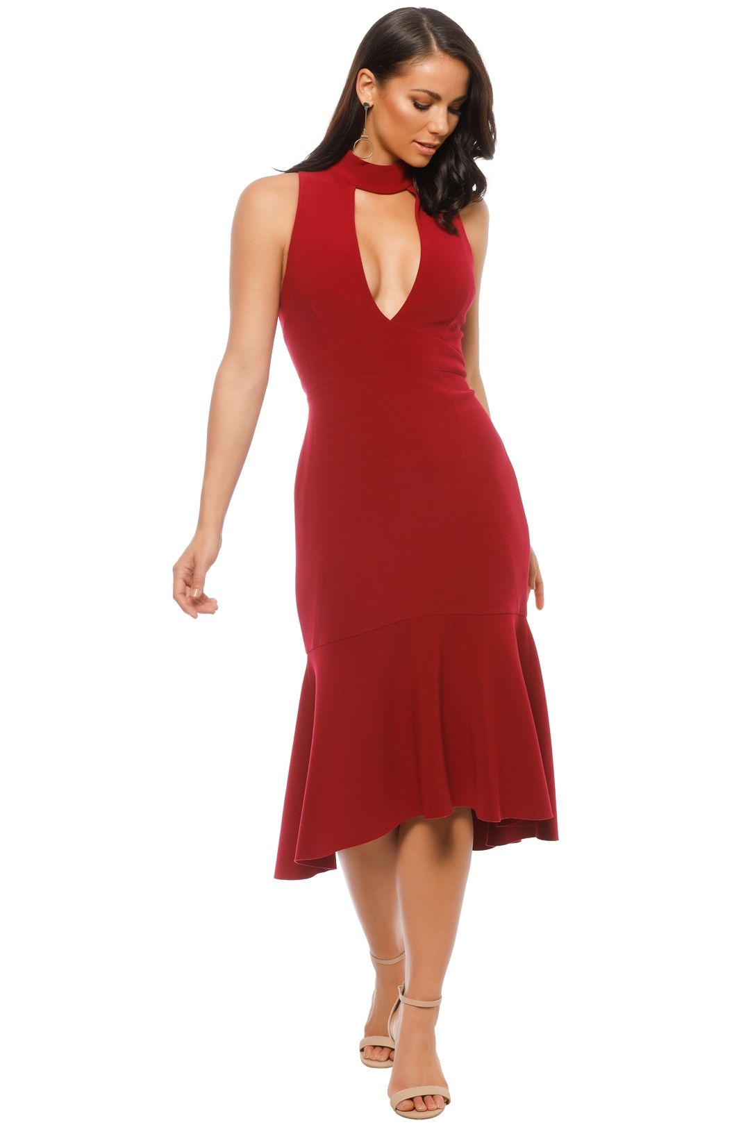 Bravado High Neck Plunge Dress - Berry by Rebecca Vallance