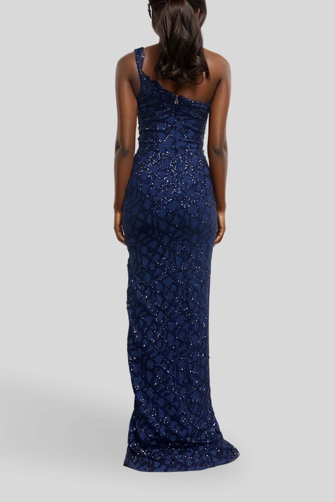 Hire One Shoulder Navy Gown in Midnight Blue | Nookie | GlamCorner