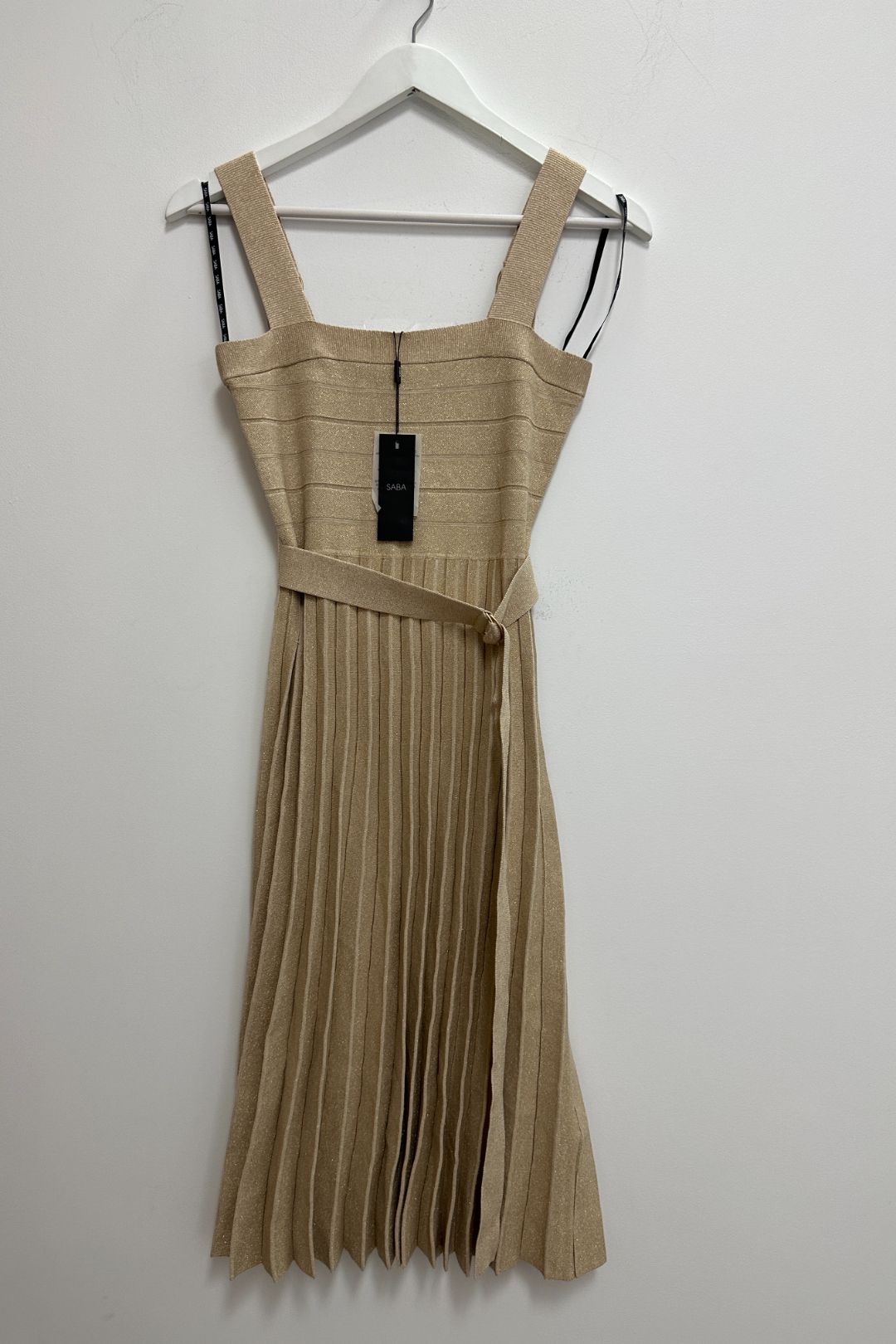 Buy Rina Metallic Gold Knit Dress | Saba | GlamCorner