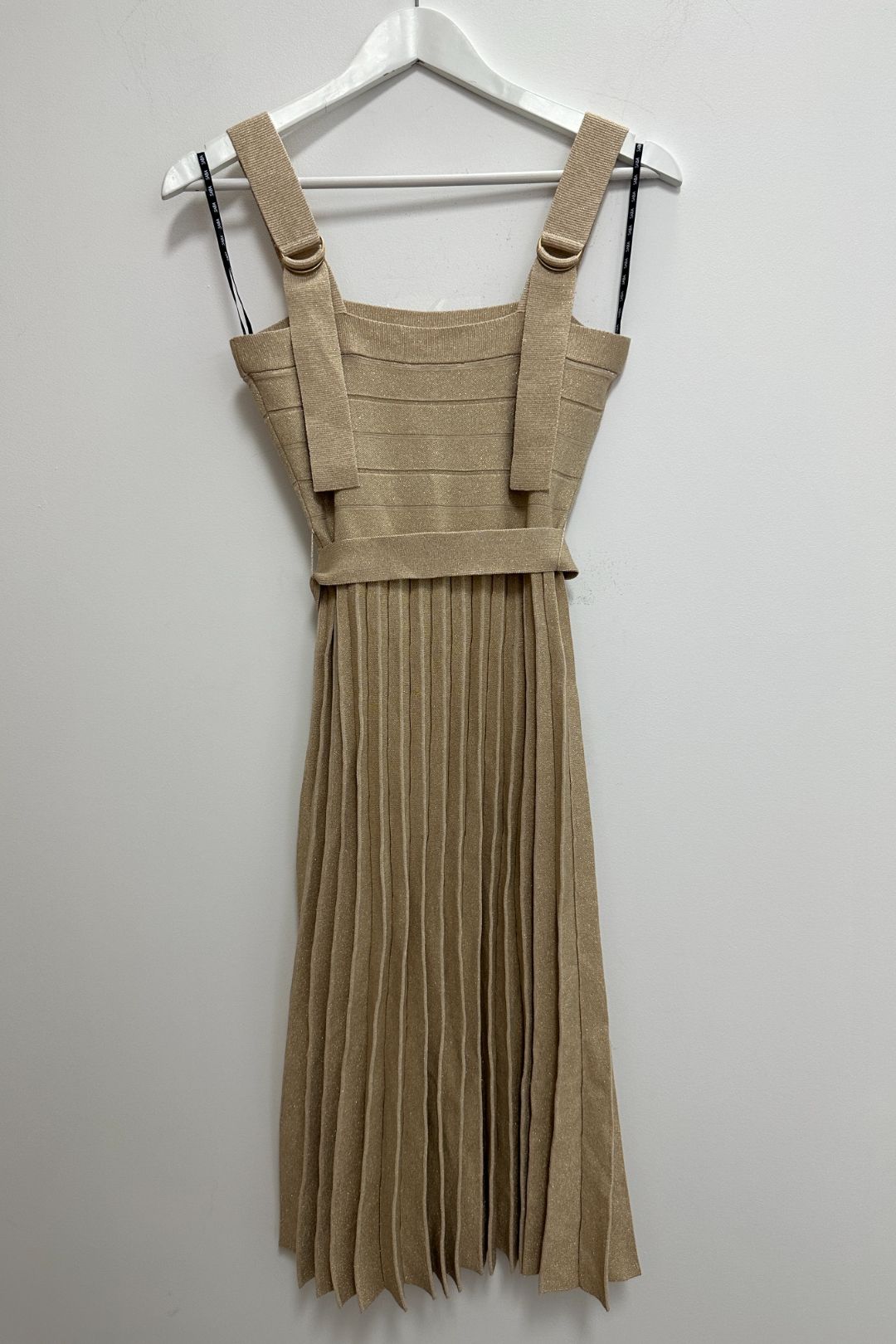 Buy Rina Metallic Gold Knit Dress | Saba | GlamCorner