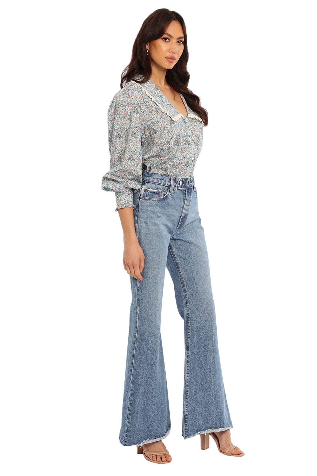 Hire Mady Blouse in Blue | Rixo London | GlamCorner