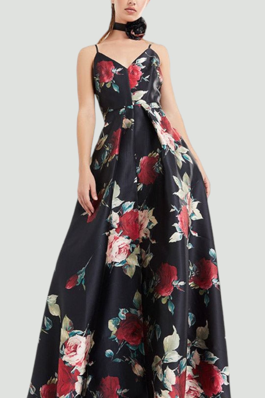 Hire Rosetta Rose Print Gown | Montique | GlamCorner