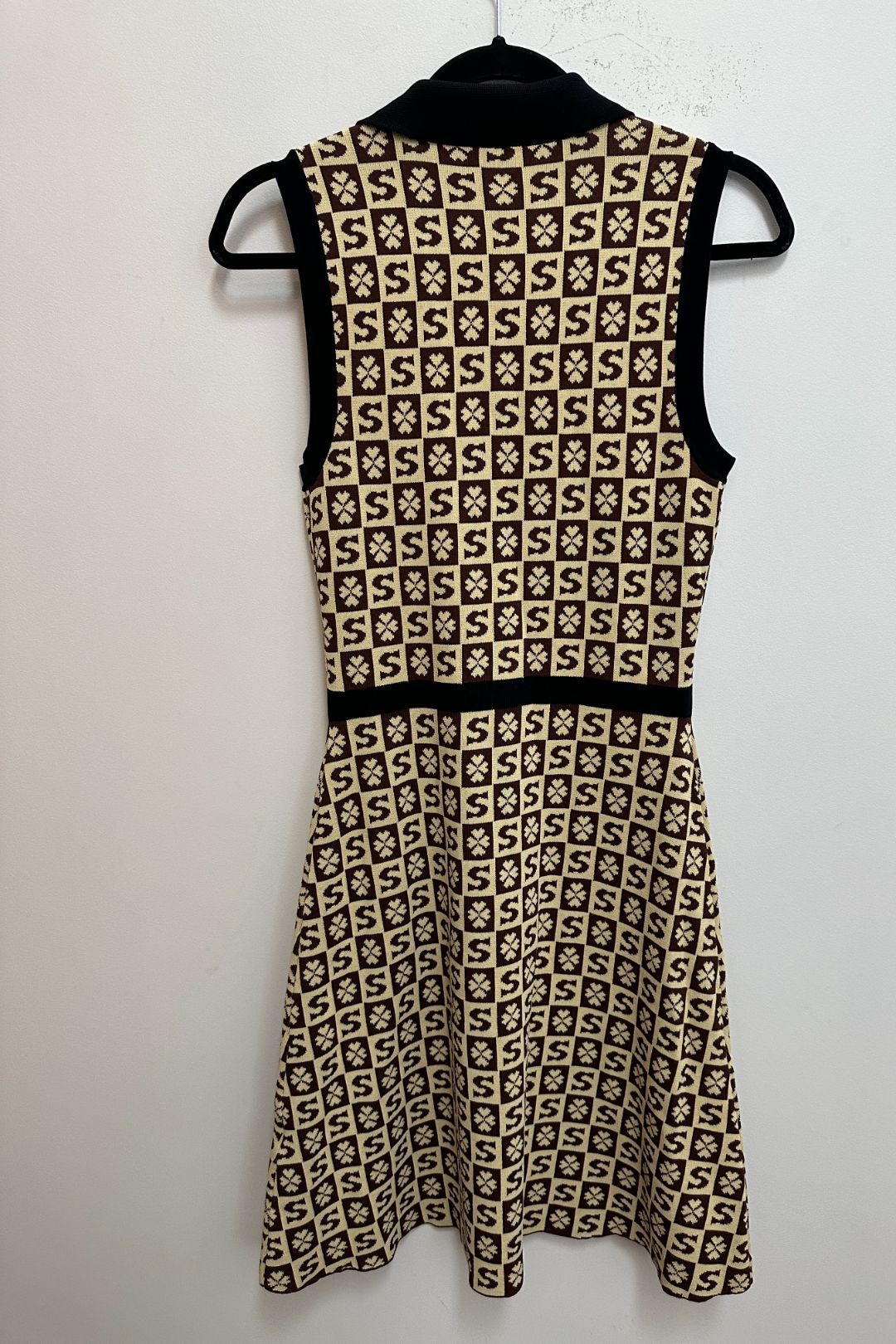 Buy Zip Front Brown Stretch Fabric Dress | Sandro | GlamCorner