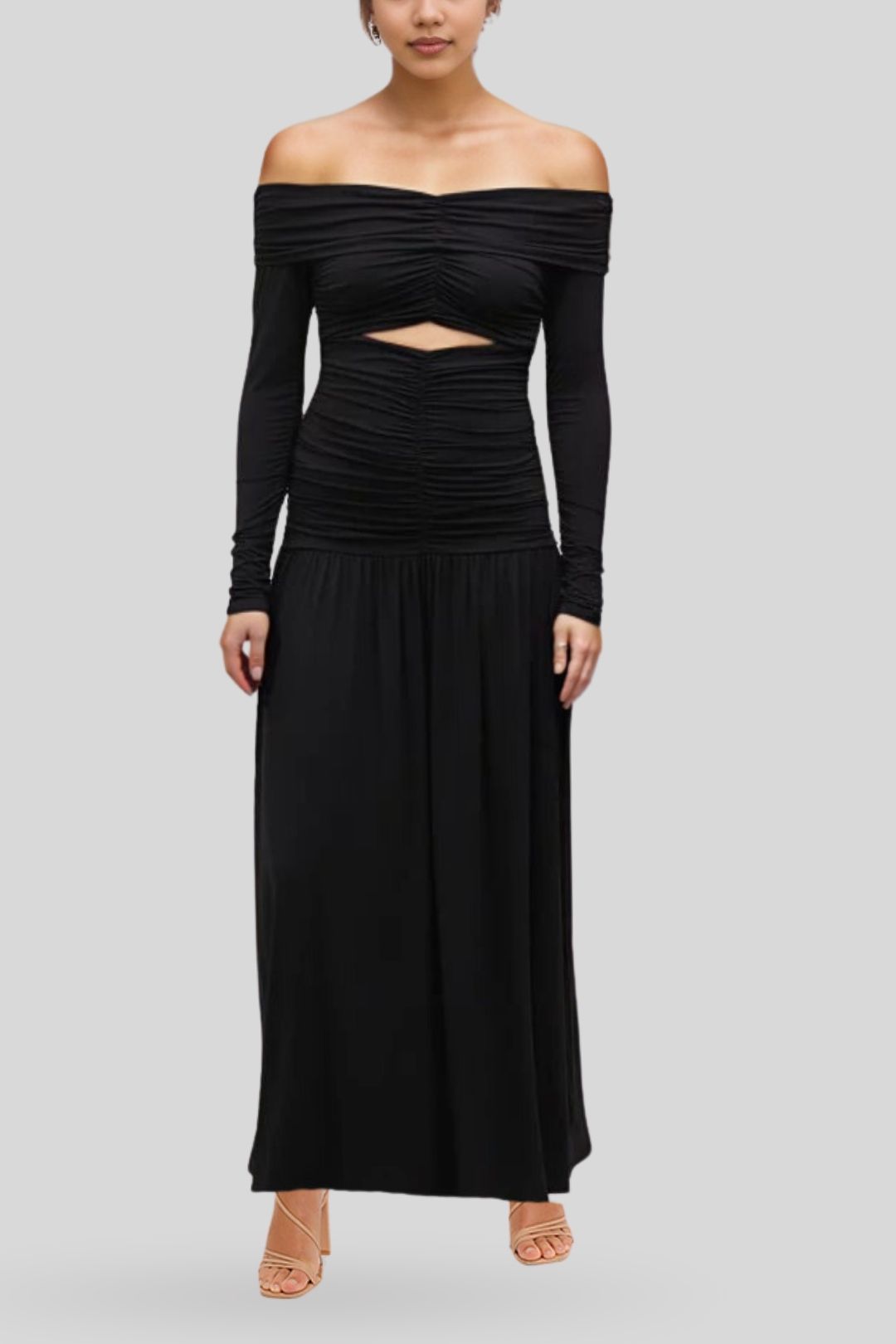 Hire Loretta Ruched Maxi Dress | Minima Esenciales | GlamCorner