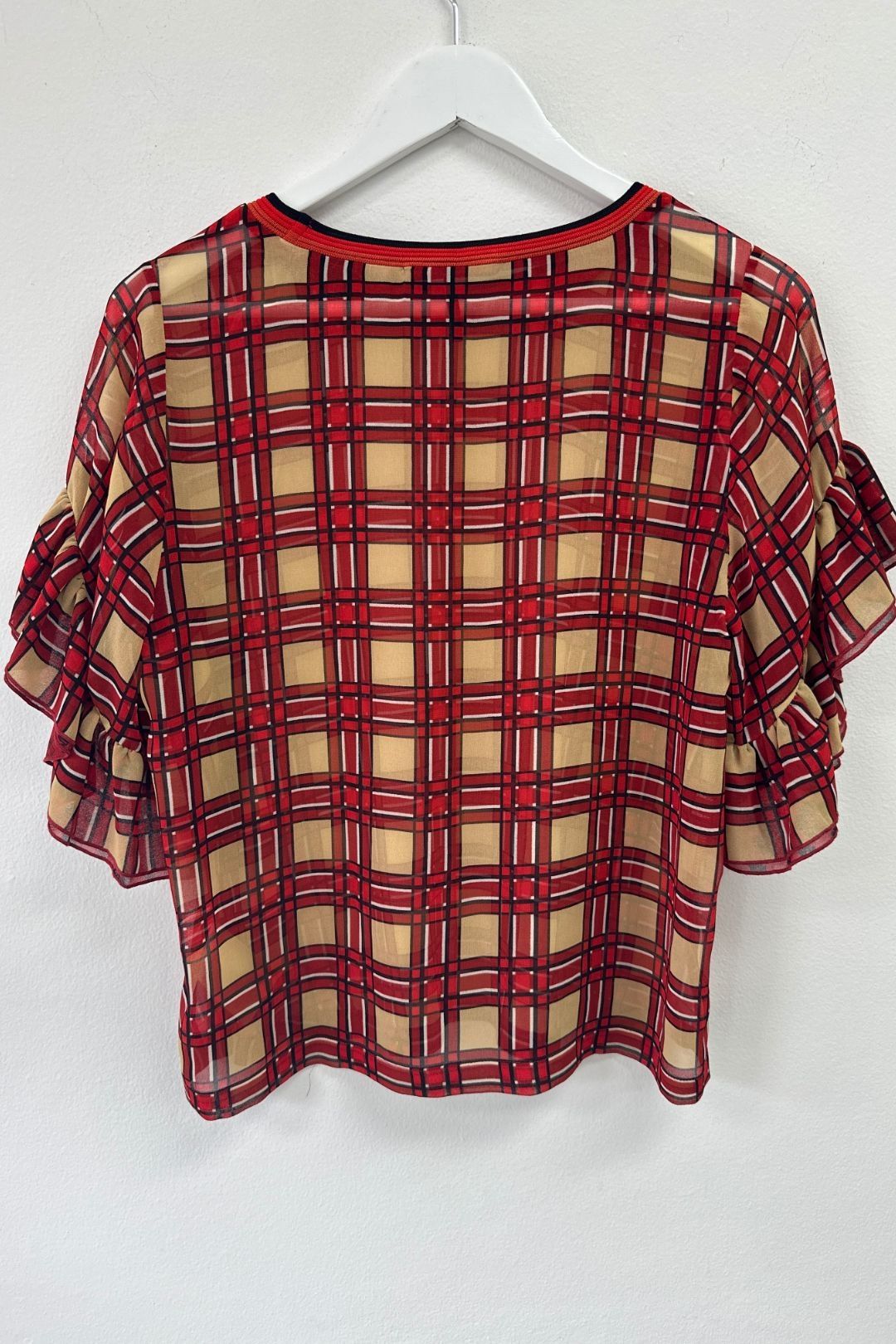 Buy Plaid Ruffle Sleeve Top | Scotch & Soda | GlamCorner