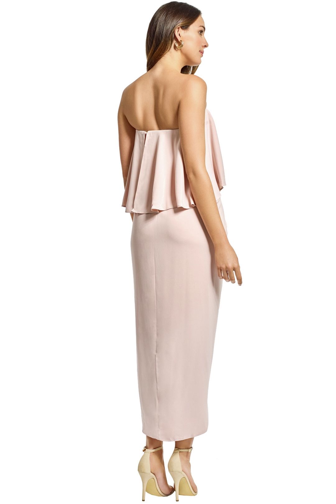 Strapless Frill Drape Maxi Dress in Ballet by Shona Joy for Hire