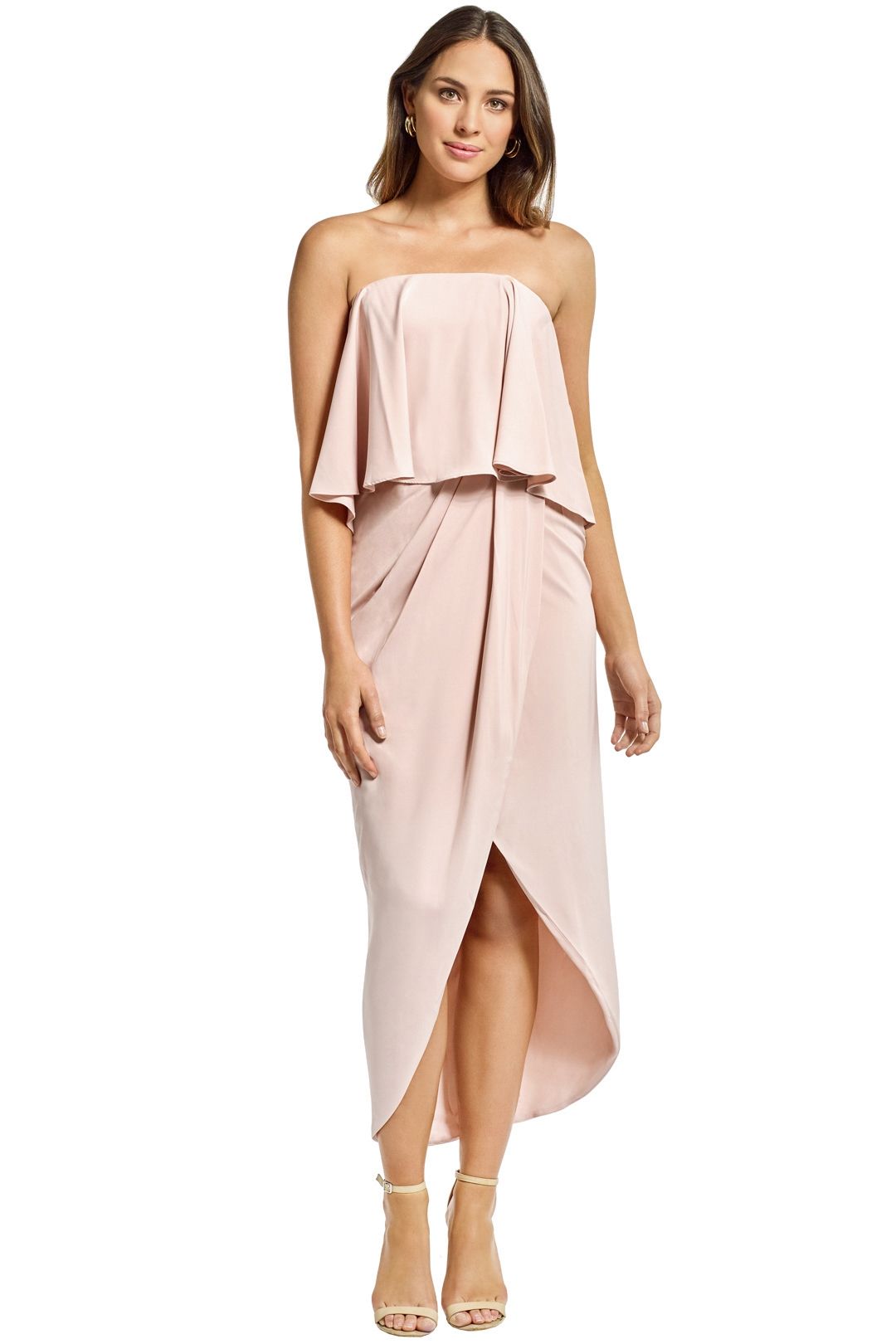 Strapless Frill Drape Maxi Dress in Ballet by Shona Joy for Hire