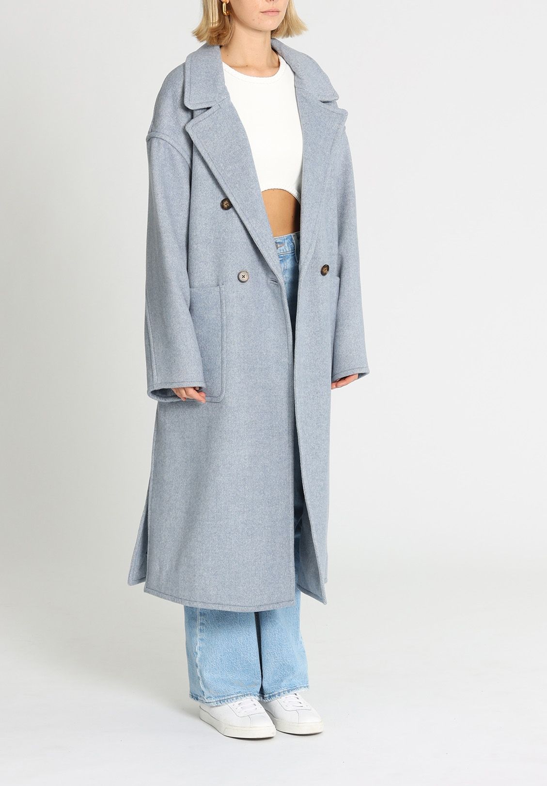 Hire Azzurra Oversized Long Coat in Blue Smoke | Shona Joy | GlamCorner