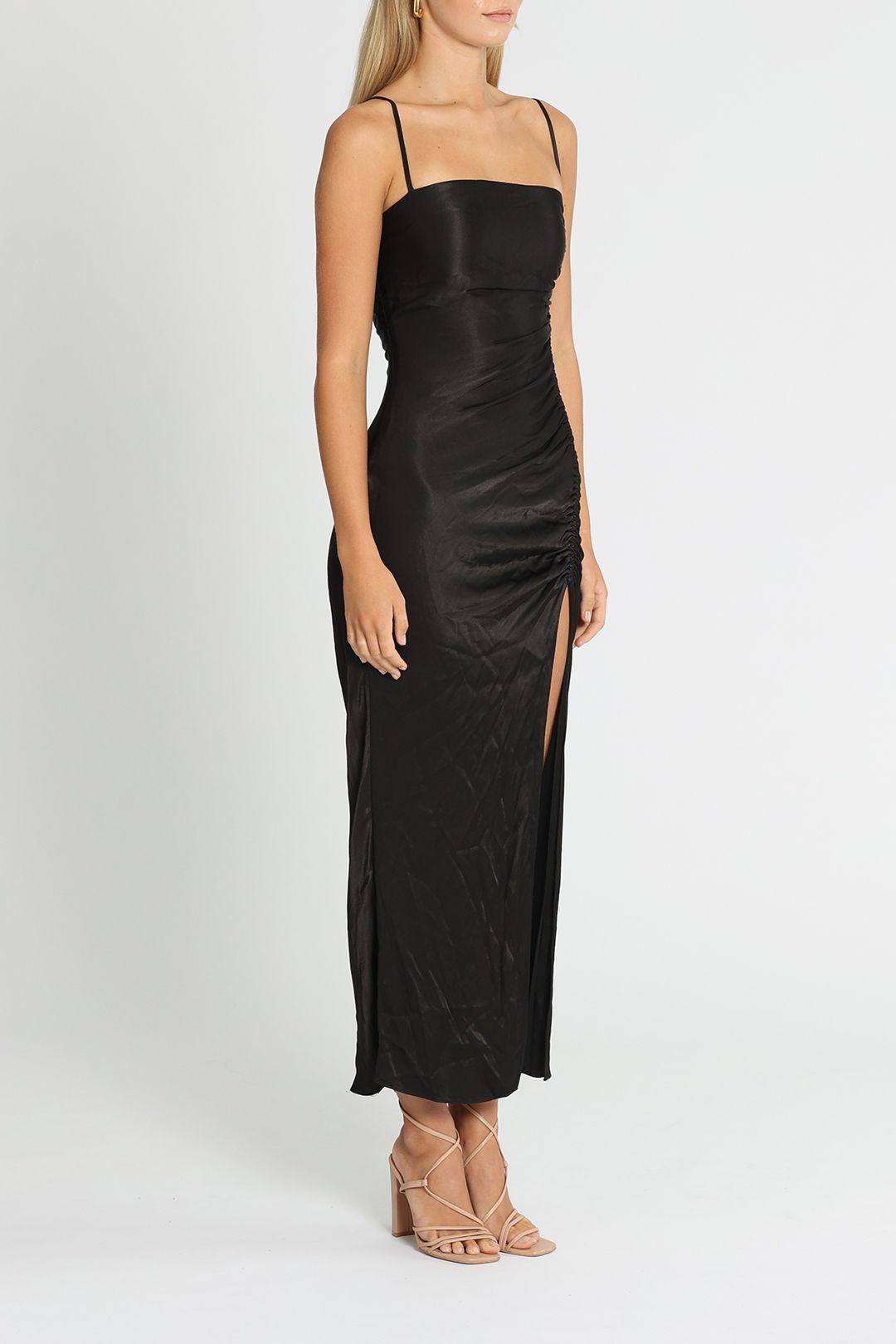 Hire Thalia Ruched Midi Dress in Black | Shona Joy | GlamCorner