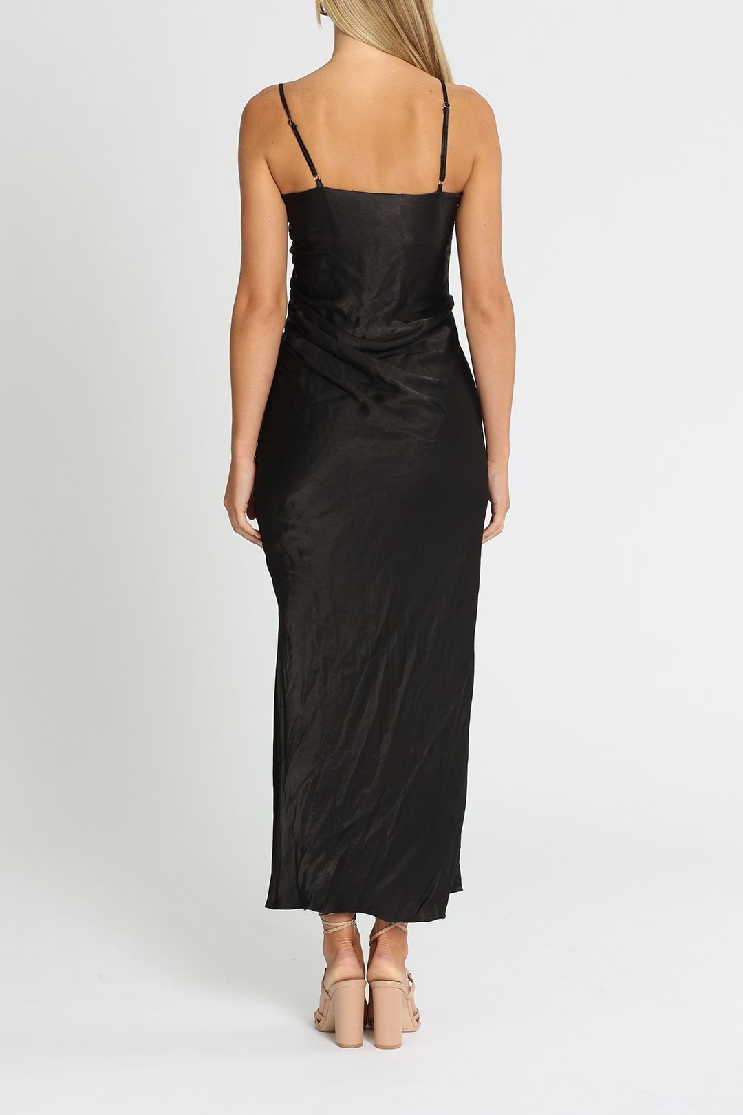 Hire Thalia Ruched Midi Dress in Black | Shona Joy | GlamCorner