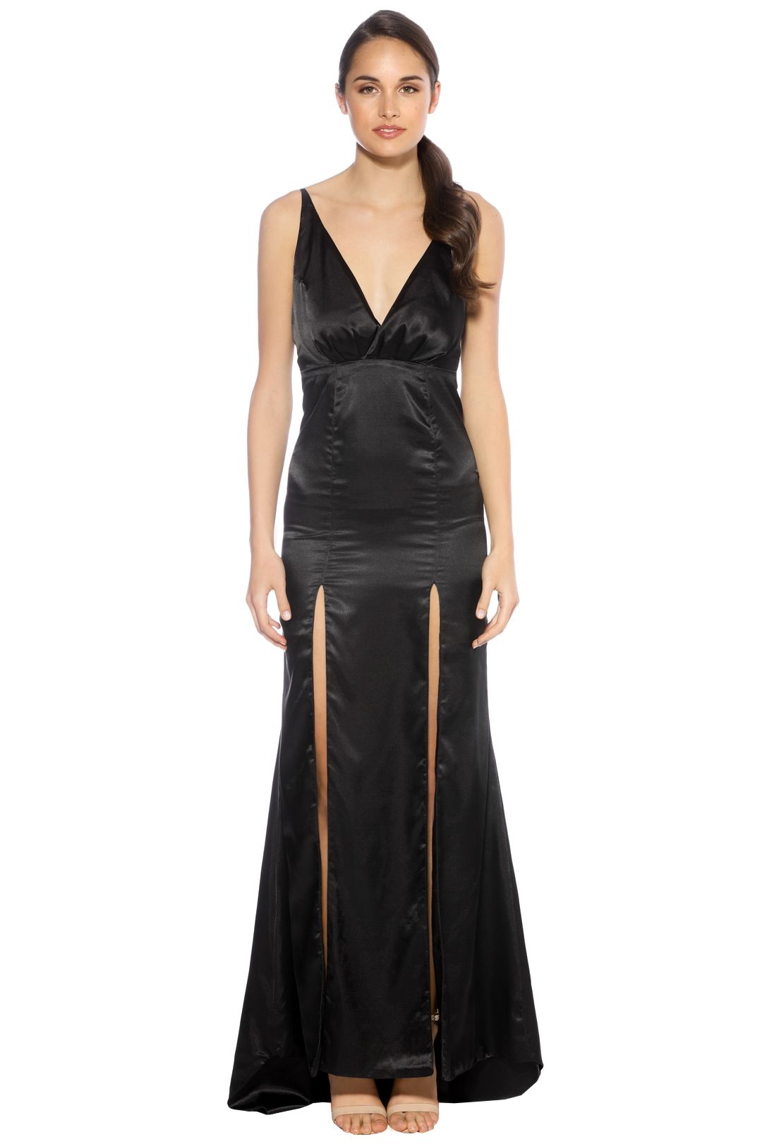 Cross Strap Satin Evening Dress By Skiva For Rent