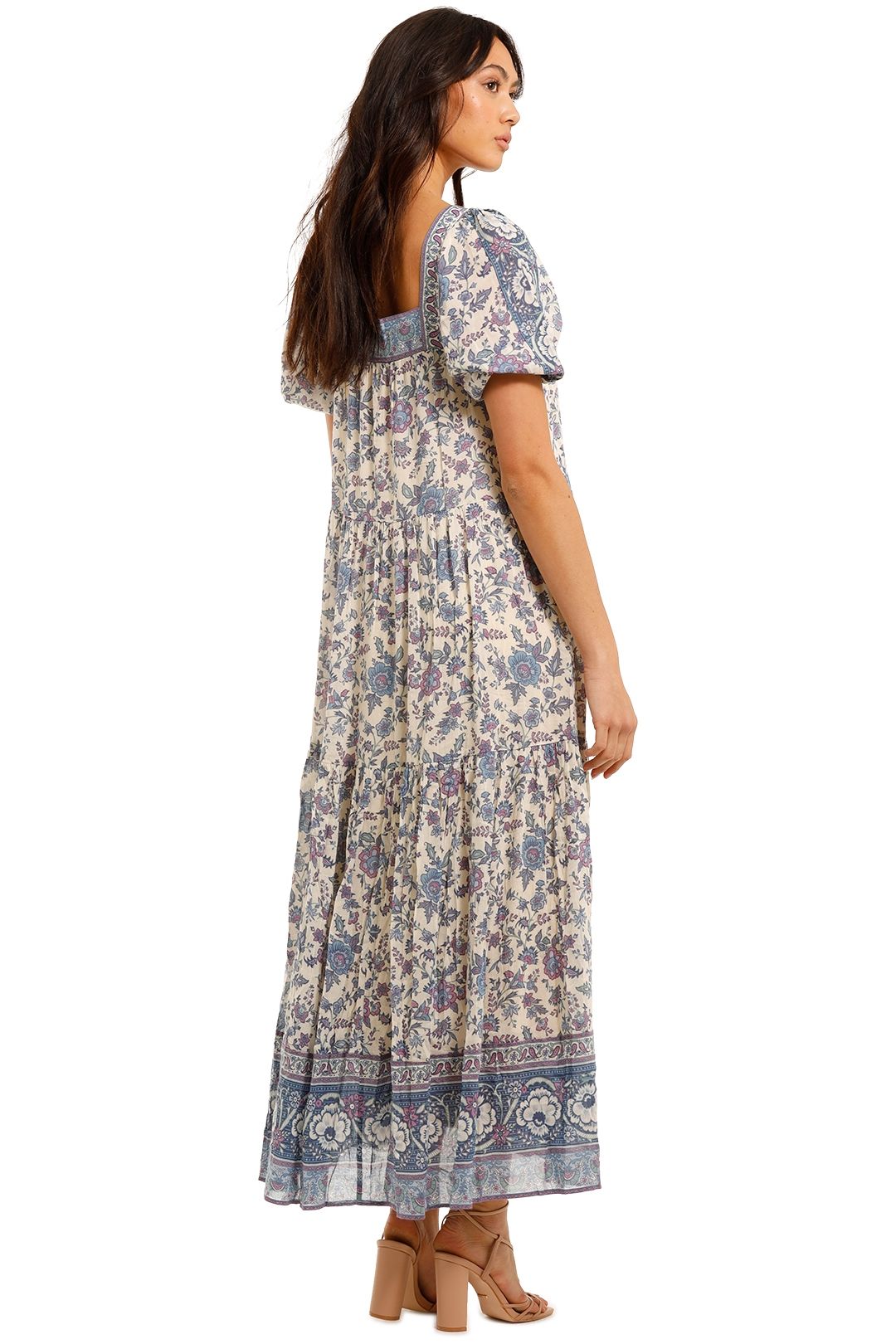 Hire Folk Song Square Neck Gown in Sky | Spell | GlamCorner