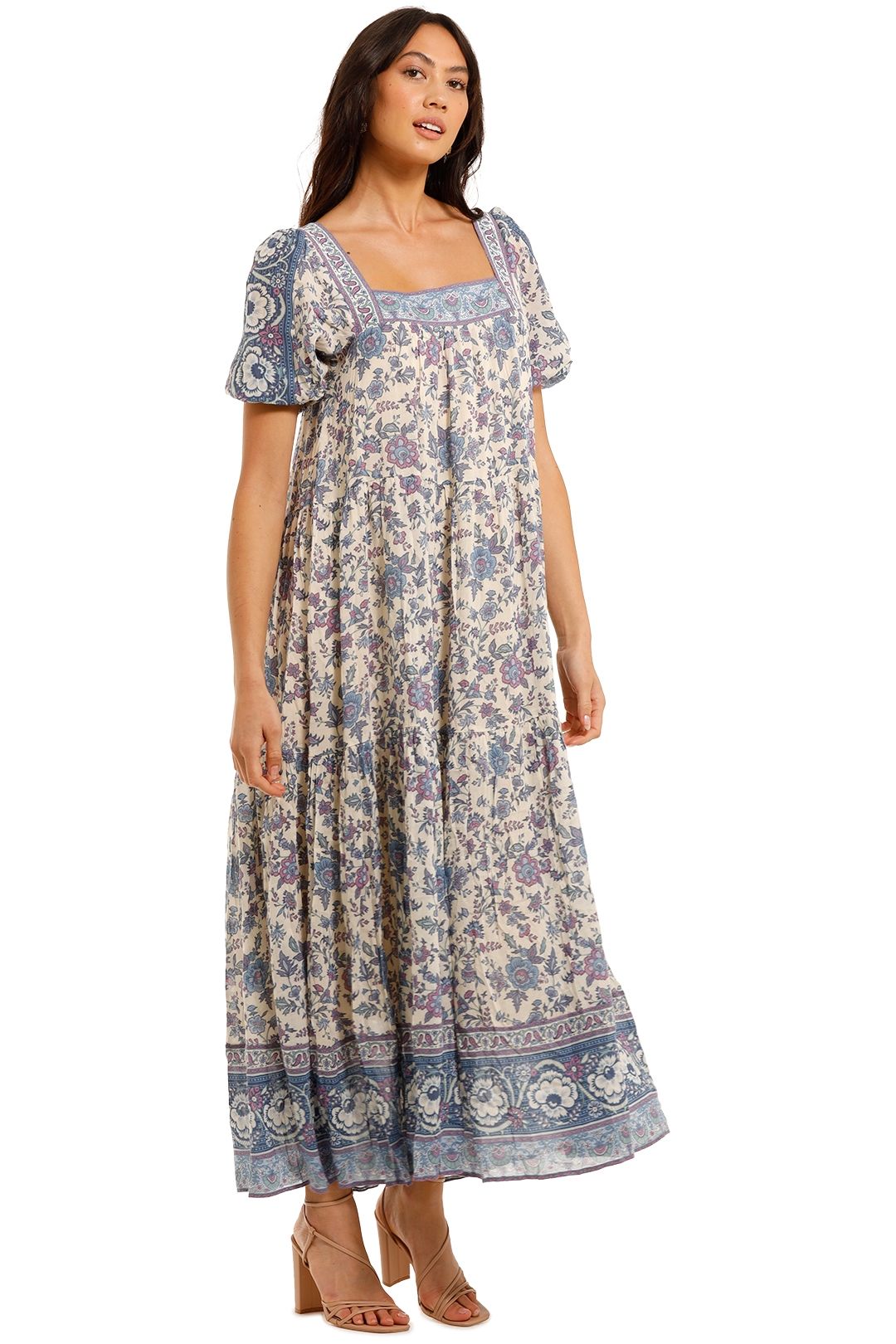 Hire Folk Song Square Neck Gown in Sky | Spell | GlamCorner