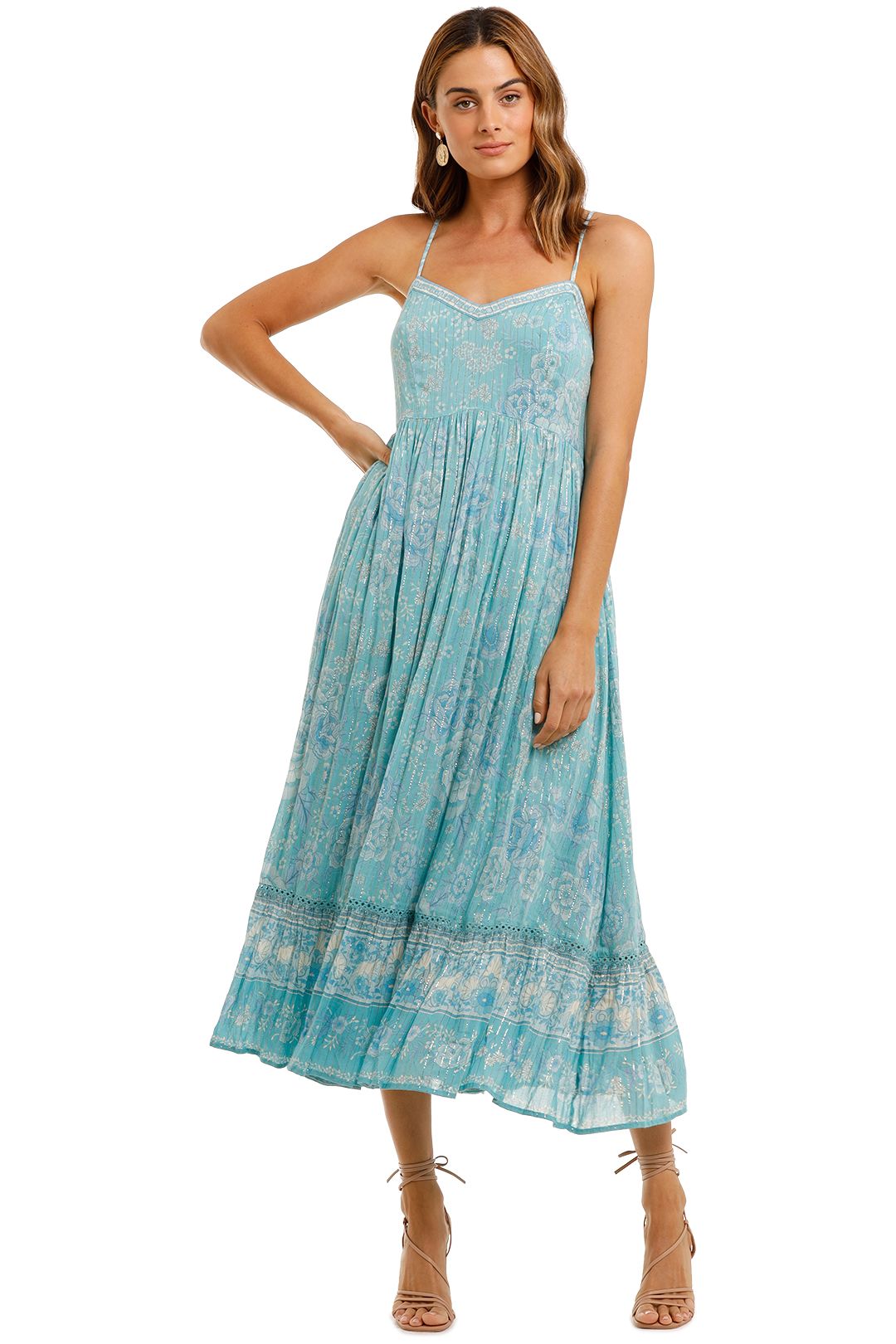 Mystic Strappy Maxi Dress in Turquoise | Spell | GlamCorner