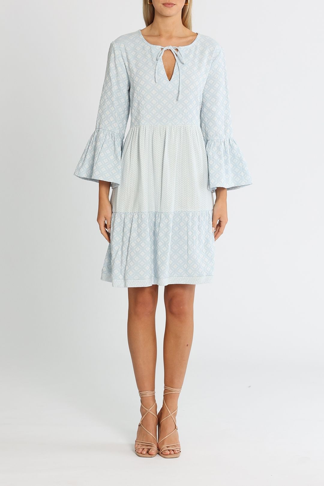 Hire Zoe Long Sleeve Mini Dress in Skyway | Summery Copenhagen | GlamCorner