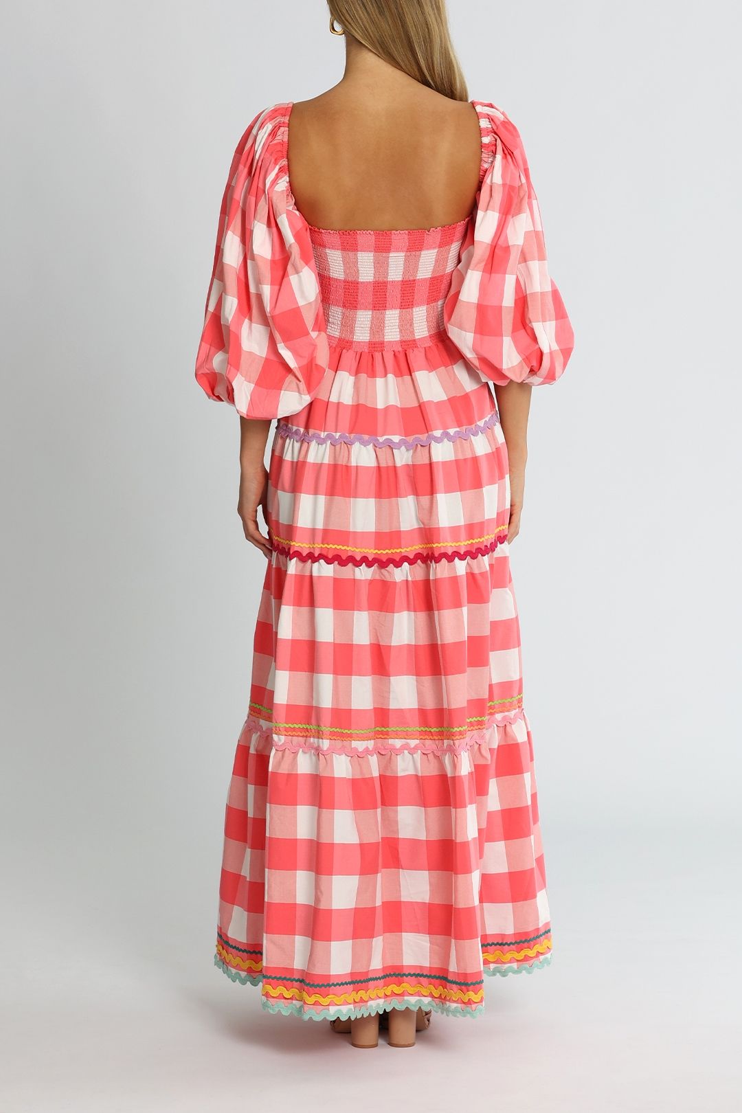 Hire Erika Long Dress in Gingham Pink | Sundress | GlamCorner