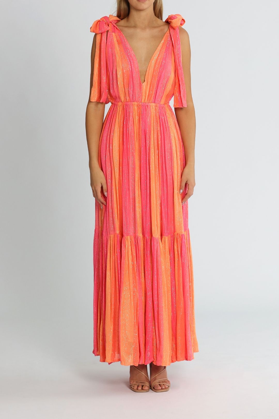 Hire Fanya Long Dress in Mix Neon | Sundress | GlamCorner