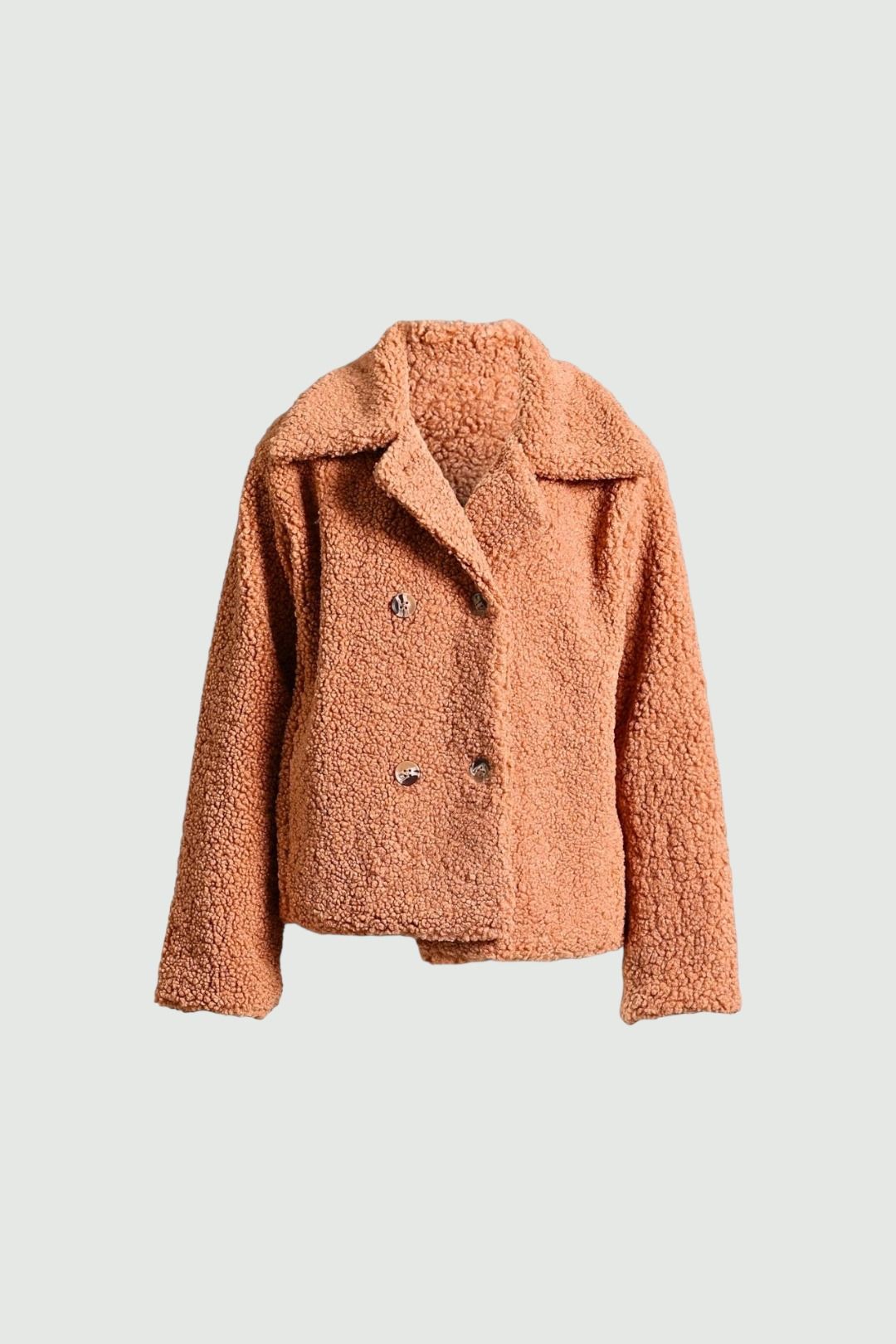 Buy Teddy Double Breasted Jacket in Brown | Emerge | GlamCorner