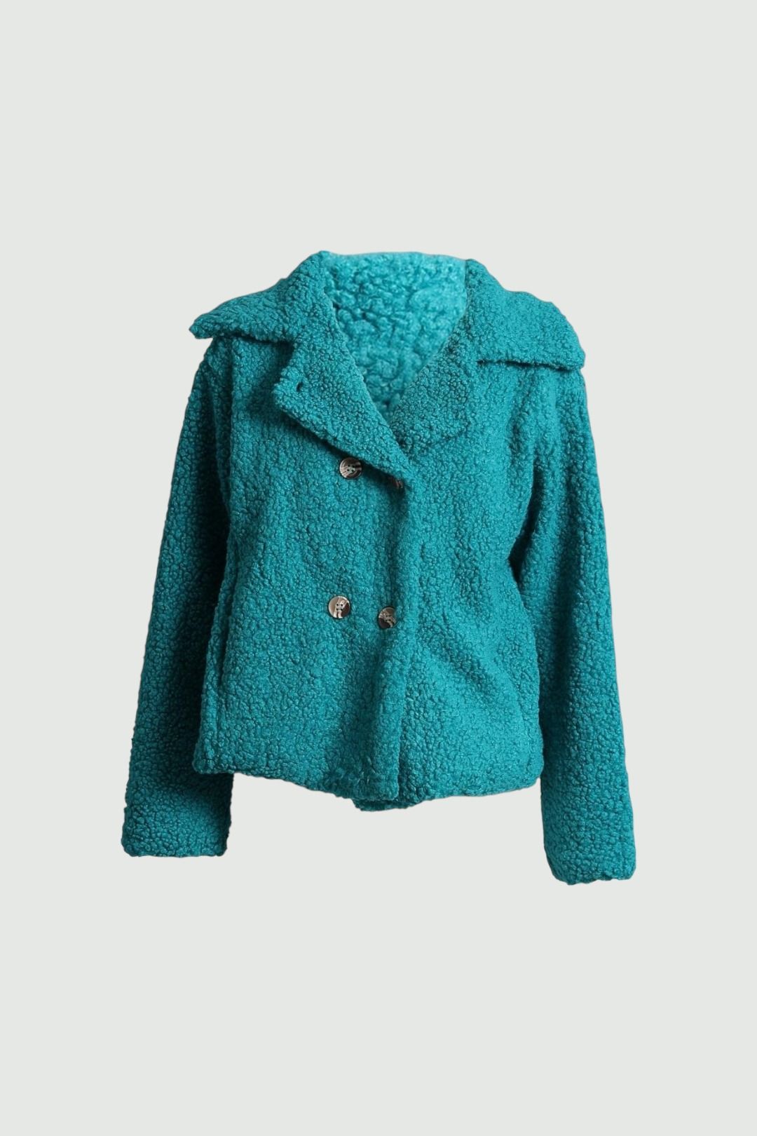 Buy Teddy Double Breasted Jacket in Teal | Emerge | GlamCorner