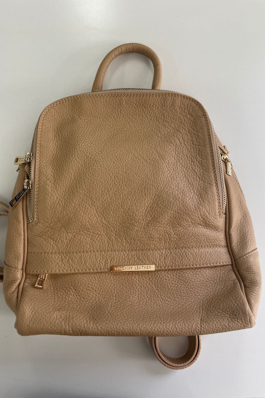 Buy Convertible Backpack in Champagne | Tuscany Leather | GlamCorner