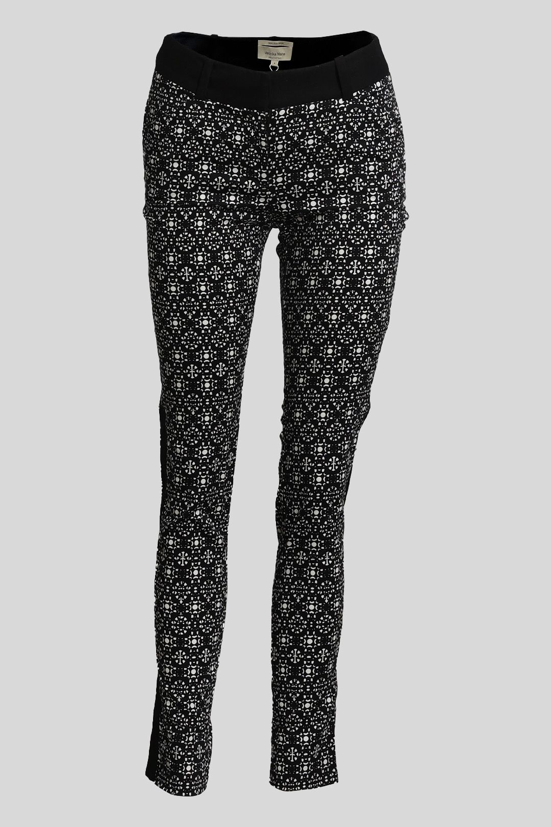 Buy Black and White Slim Fit Pants | Veronika Maine | GlamCorner